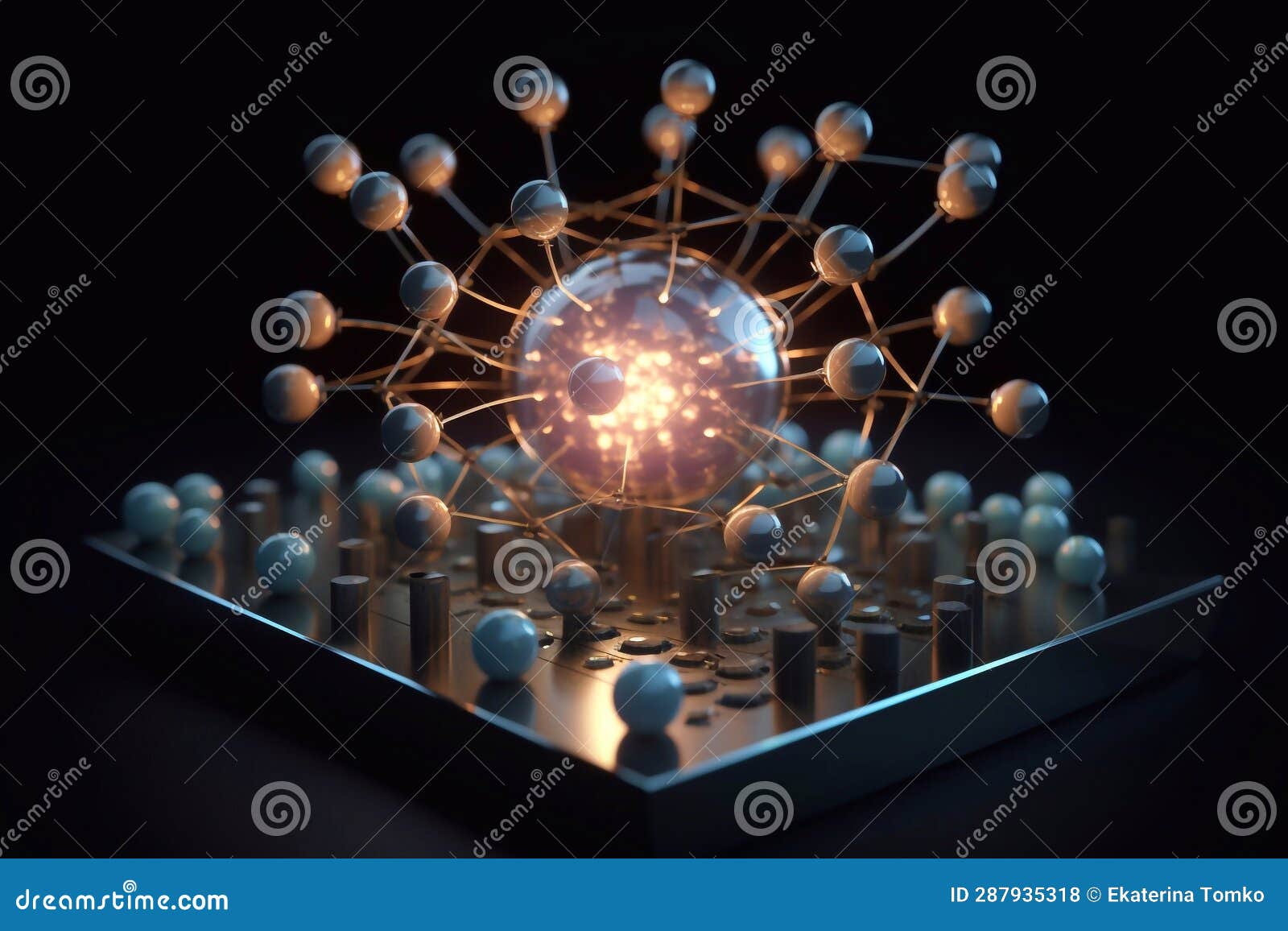 Network of Molecules Connected To Each Other with the Lab on Background ...