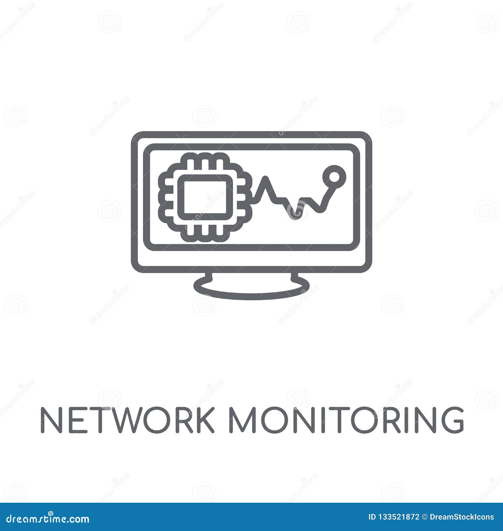 Network Monitoring Linear Icon Modern Outline Network Monitorin Stock