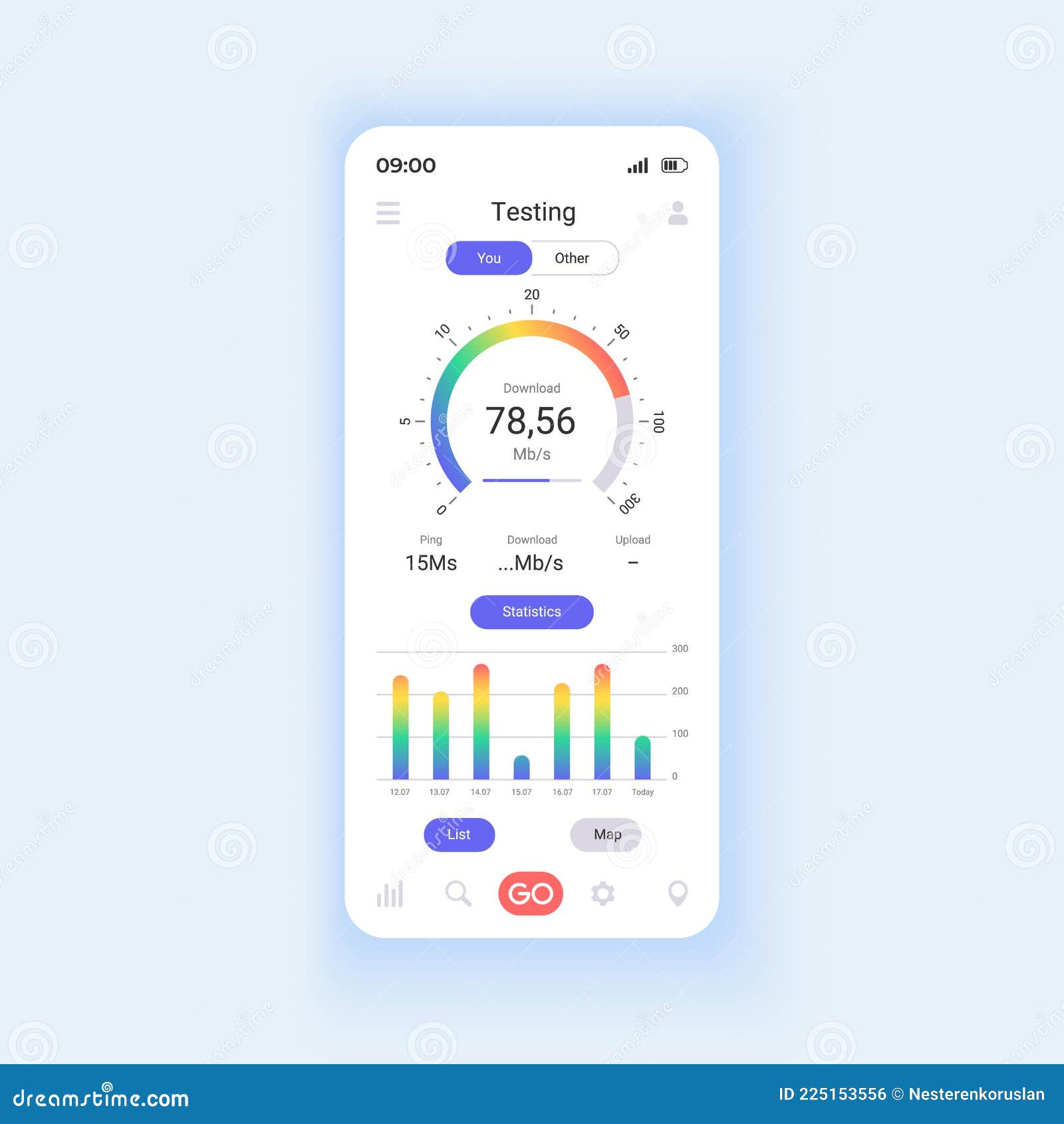 Network Monitoring Smartphone Interface Vector Template Stock Vector ...
