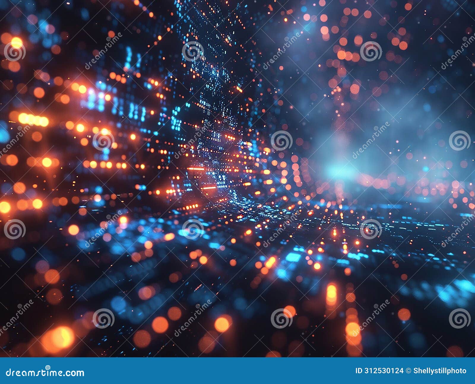 Network or Networking Technology Flowing Light Structure Background ...