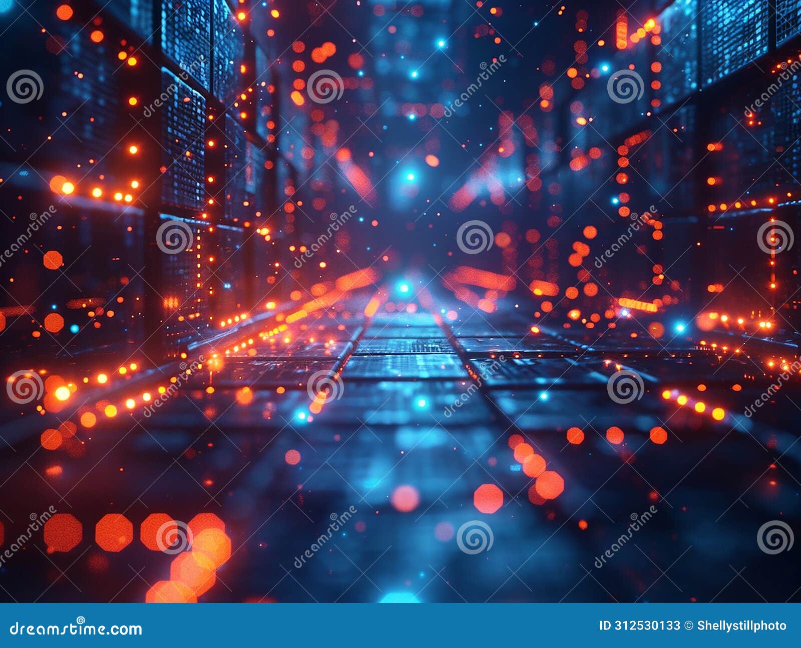 Network or Networking Technology Flowing Light Structure Background ...