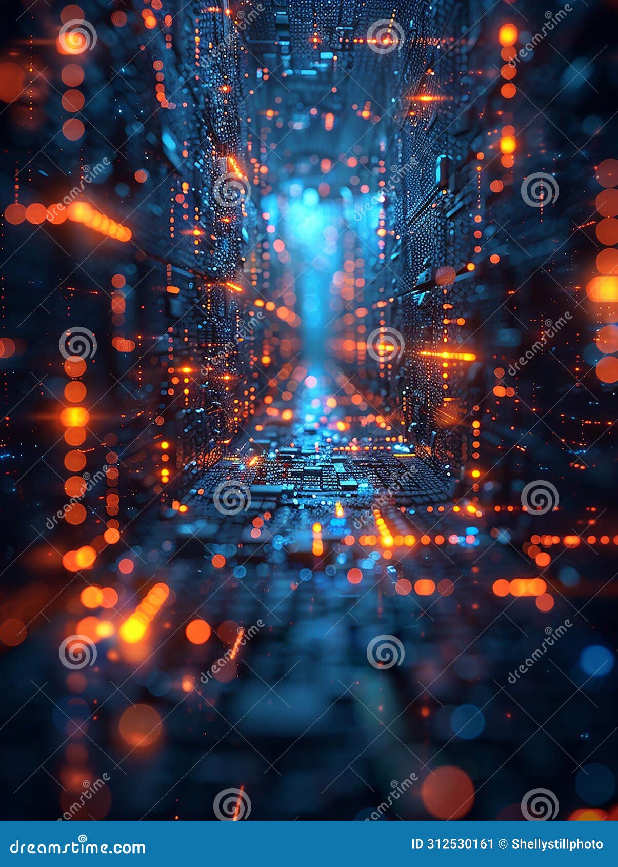 Network or Networking Technology Flowing Light Structure Background ...