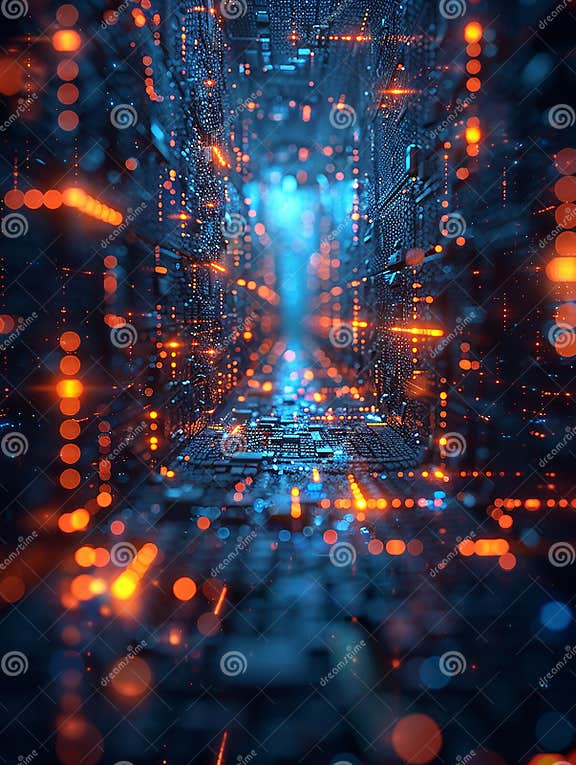 Network or Networking Technology Flowing Light Structure Background ...