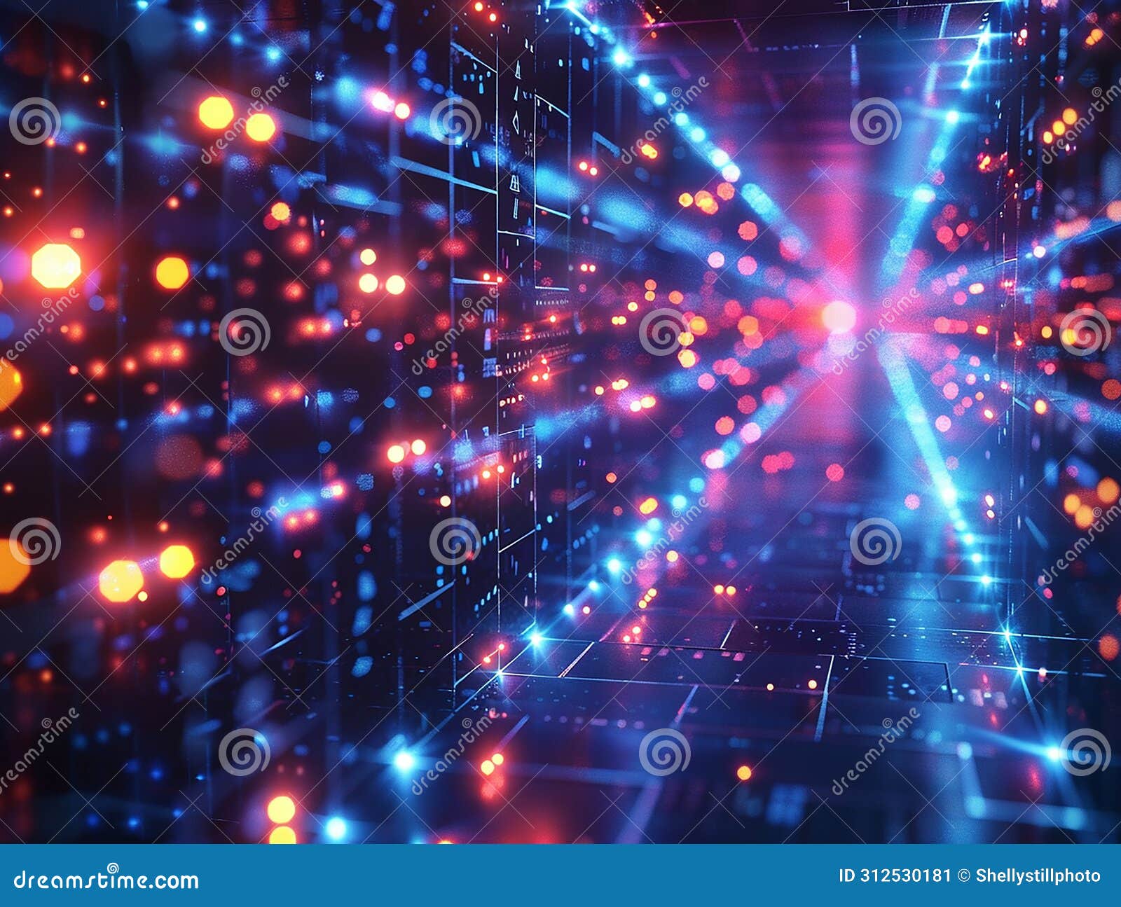 Network or Networking Technology Flowing Light Structure Background ...