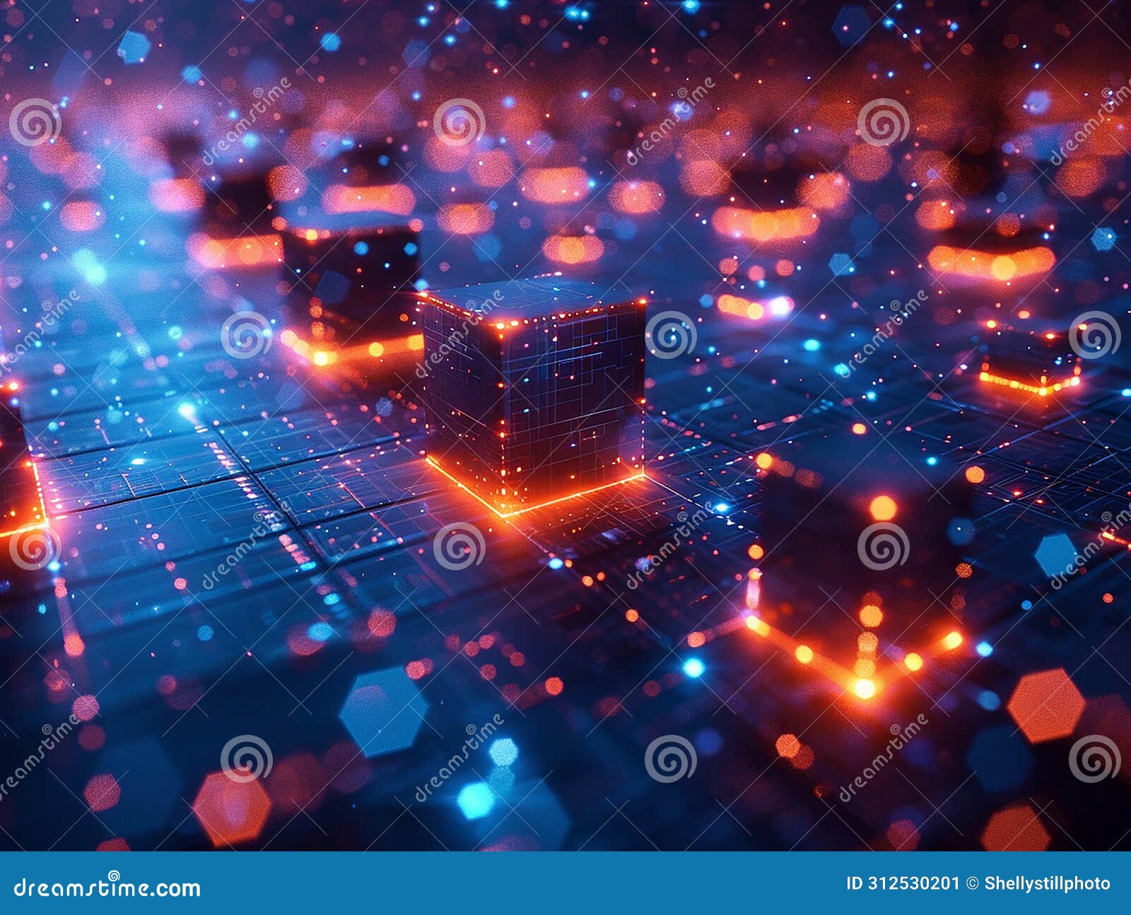 Network or Networking Technology Flowing Light Structure Background ...