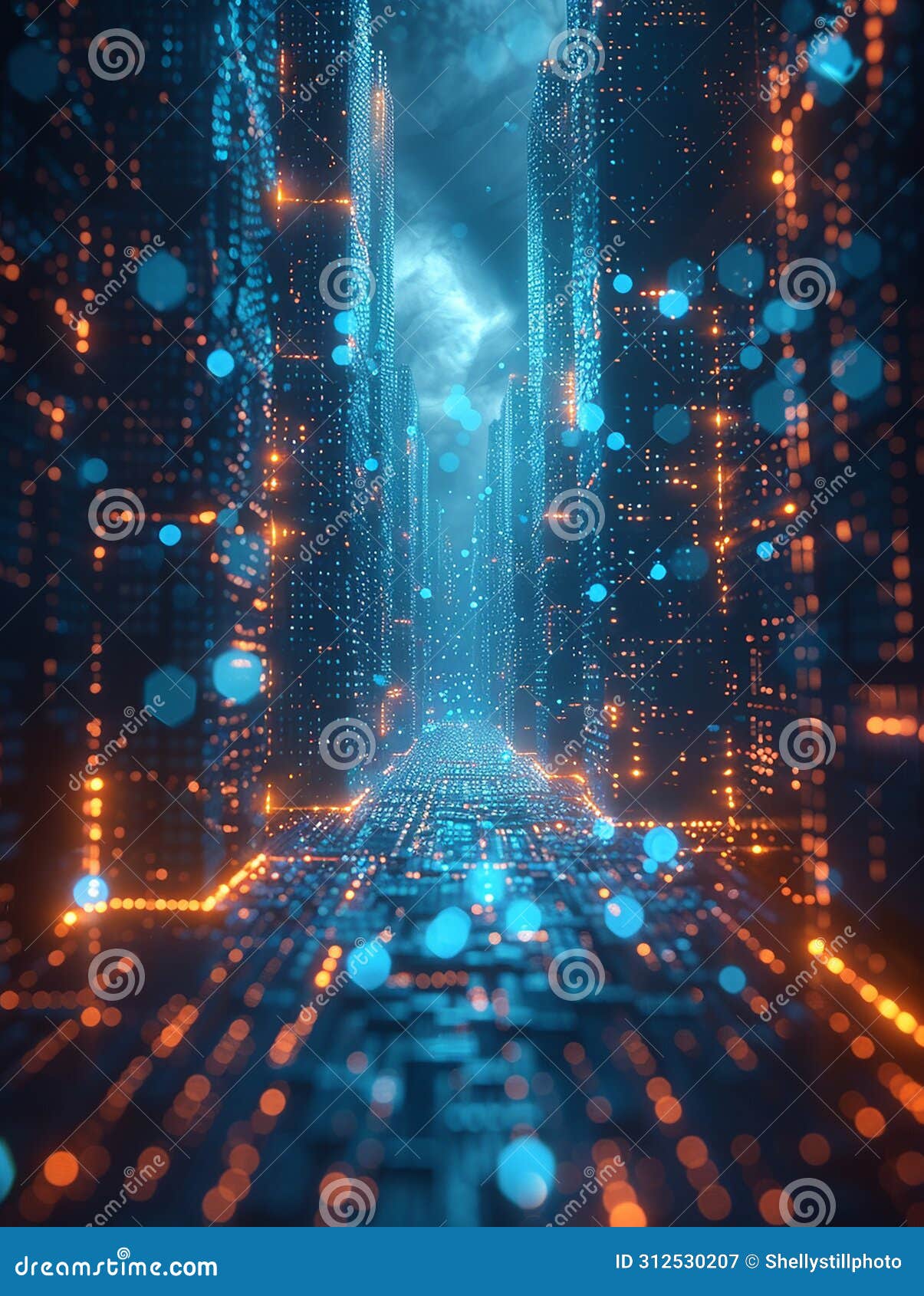 Network or Networking Technology Flowing Light Structure Background ...