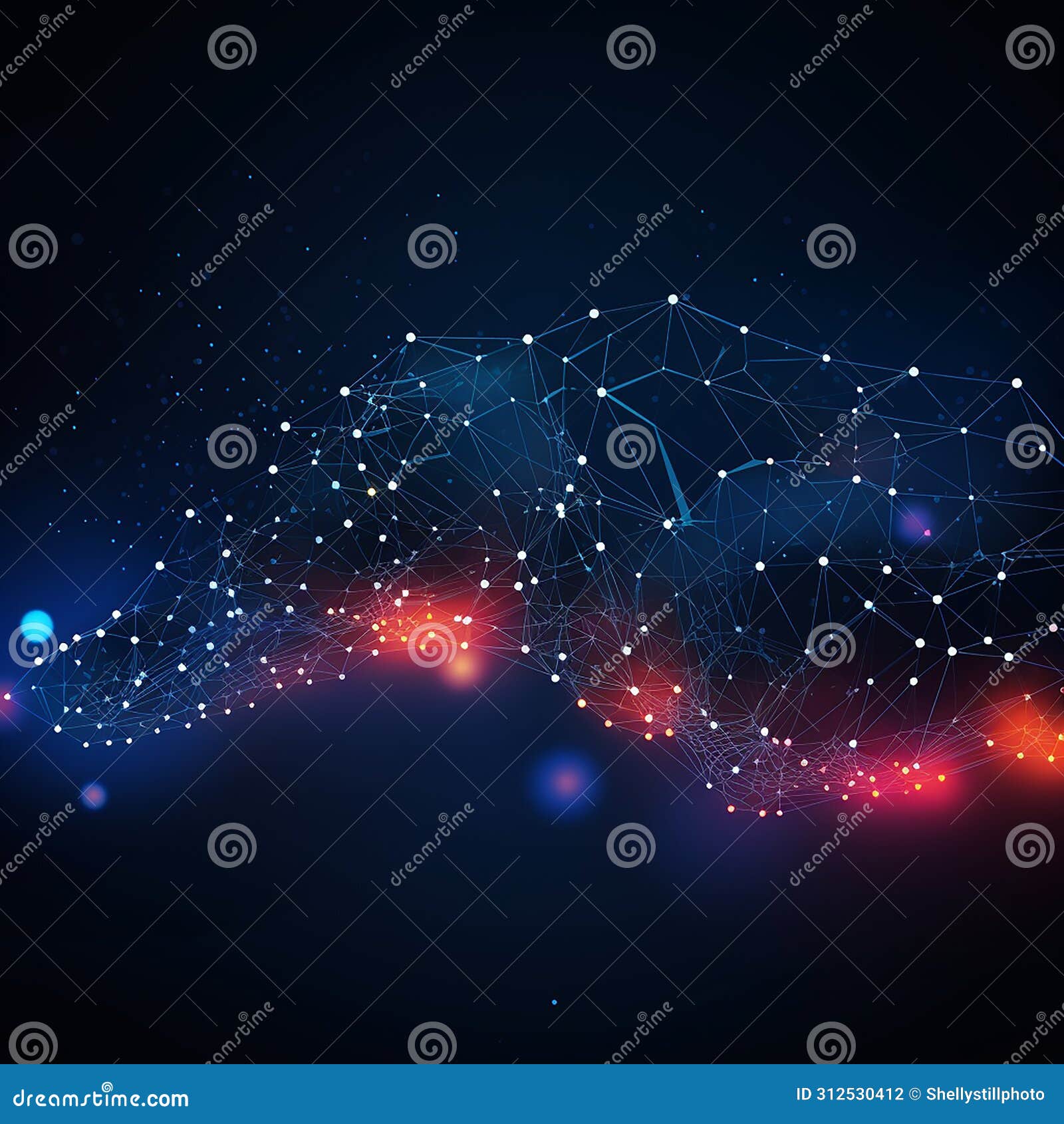 Network or Networking Technology Flowing Light Structure Background ...