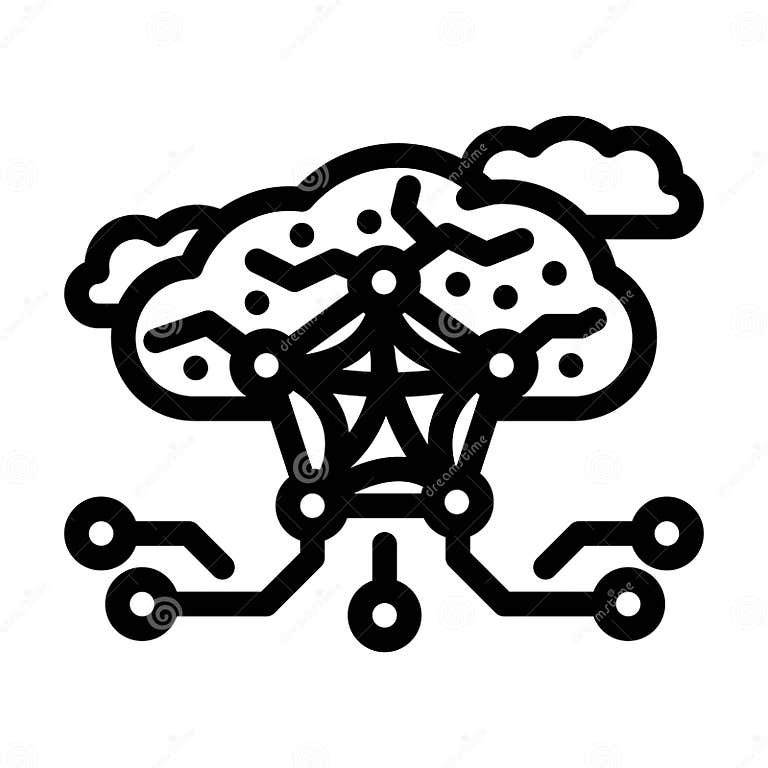 Network Nodes Cloud Computing Line Icon Vector Illustration Stock ...