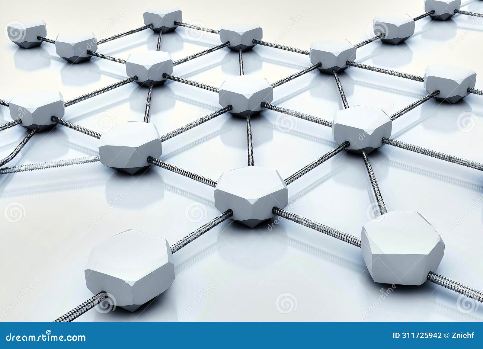 Network of Octagonal Plastic Blocks on White Reflective Surface ...