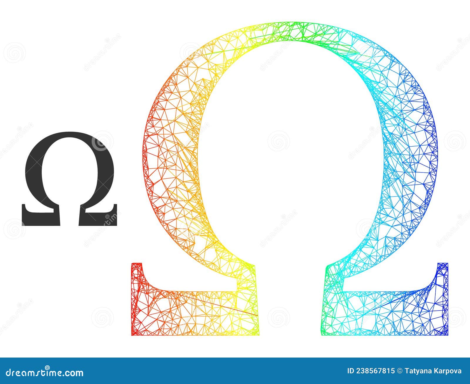 Network Omega Greek Letter Mesh Icon with Spectral Gradient Stock ...