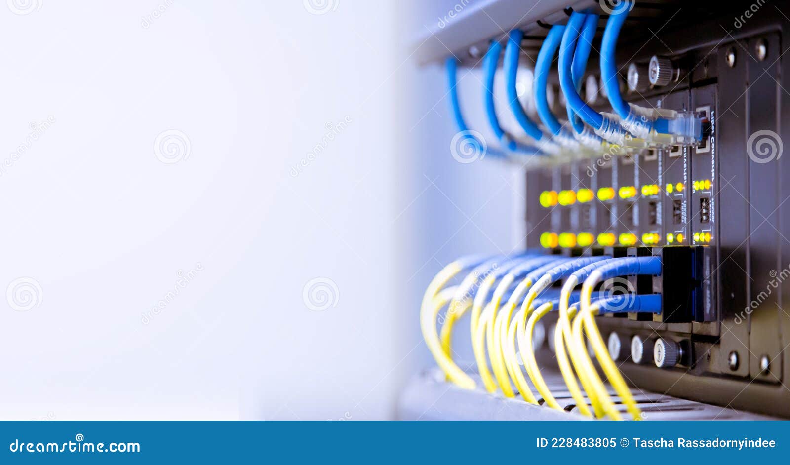 Network Optical Fiber Cables and Hu Stock Image - Image of hardware ...
