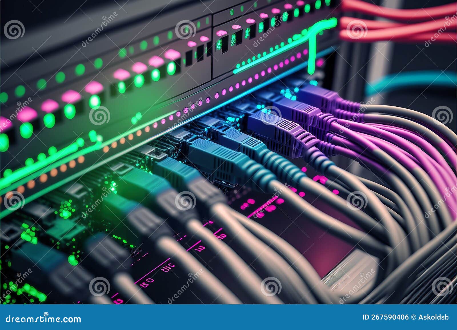 Network Panel, Switch and Cable in Data Center, Generative AI Stock ...