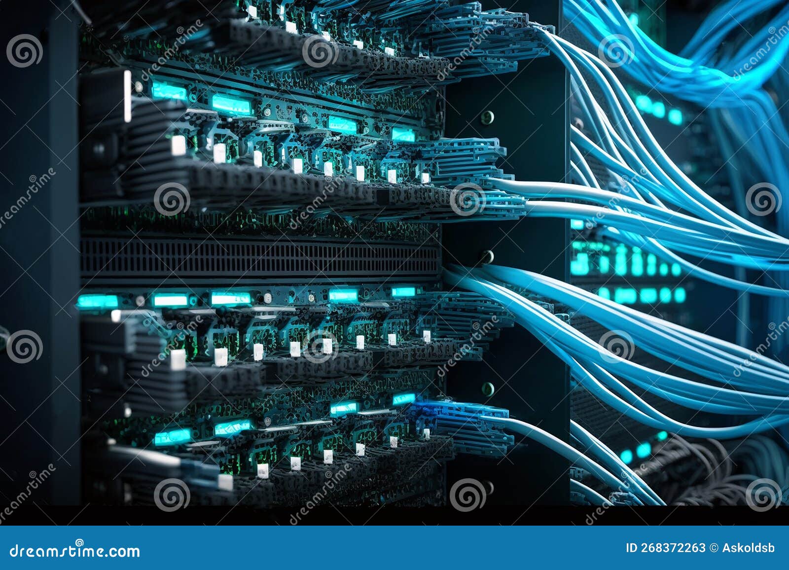 Network Panel, Switch and Cable in Data Center, Generative AI Stock ...