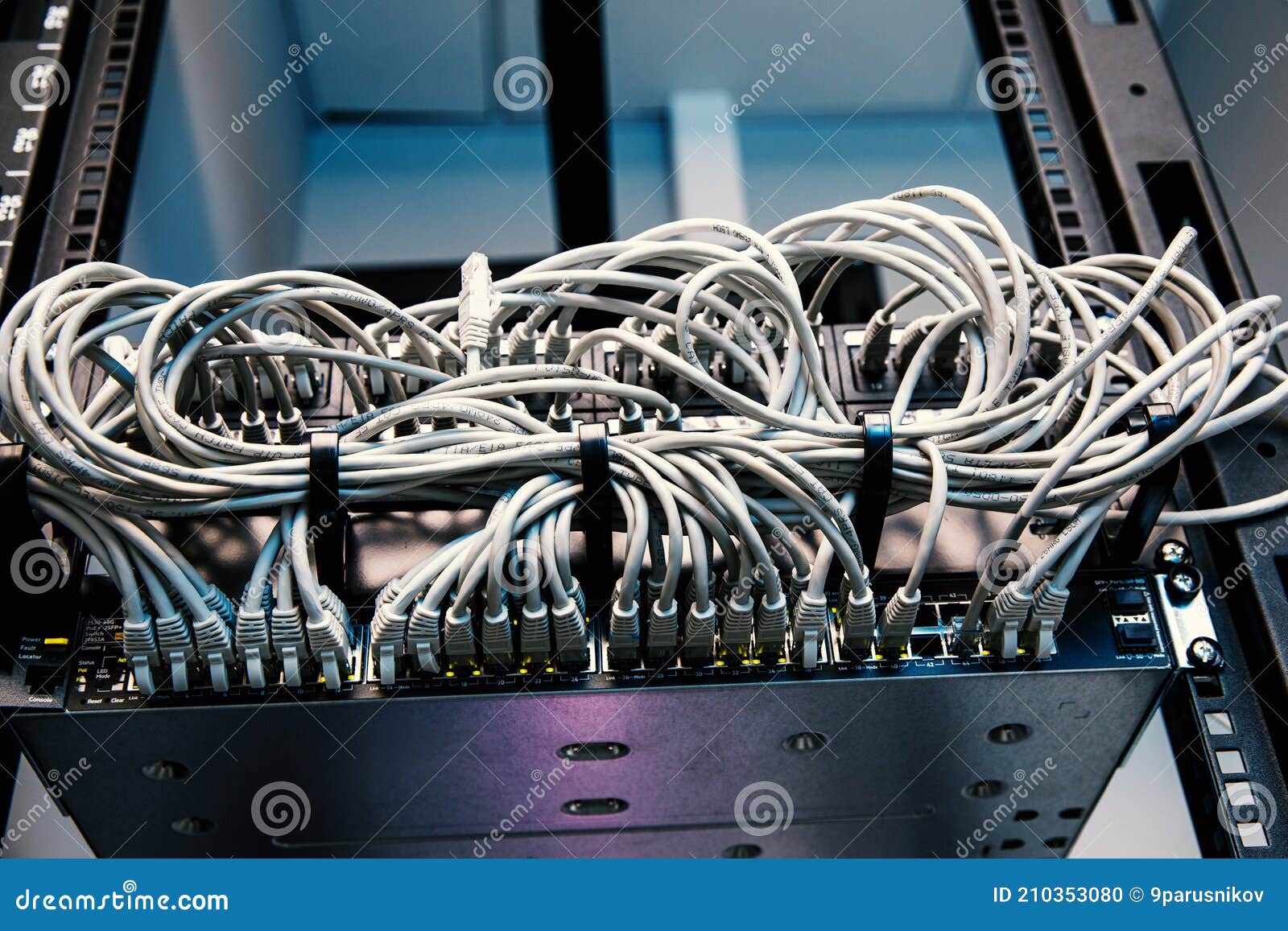 Network Panel, Switch and Cables in Data Center Stock Photo - Image of ...