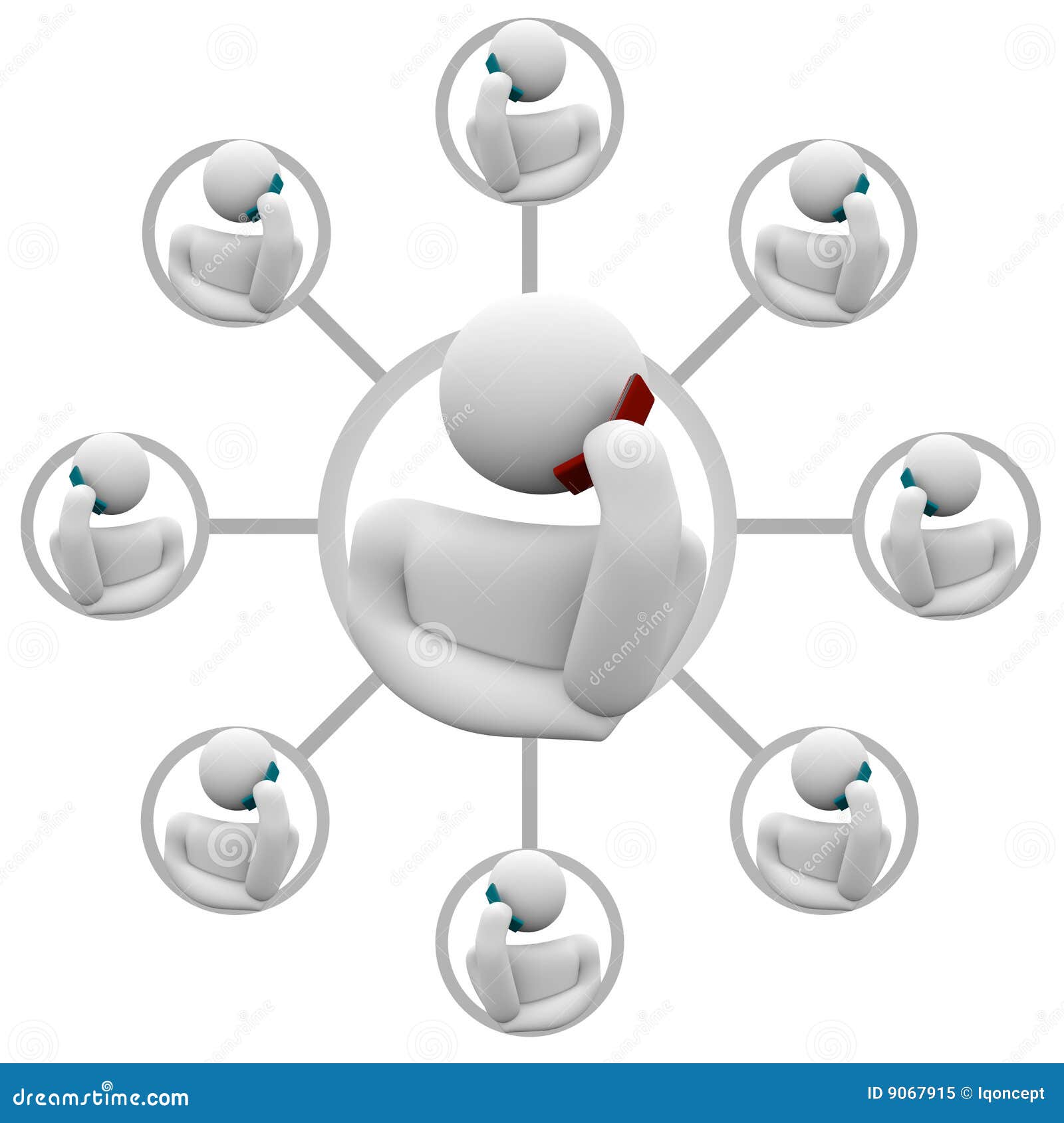 Network of People on Cell Phones Stock Illustration - Illustration of ...