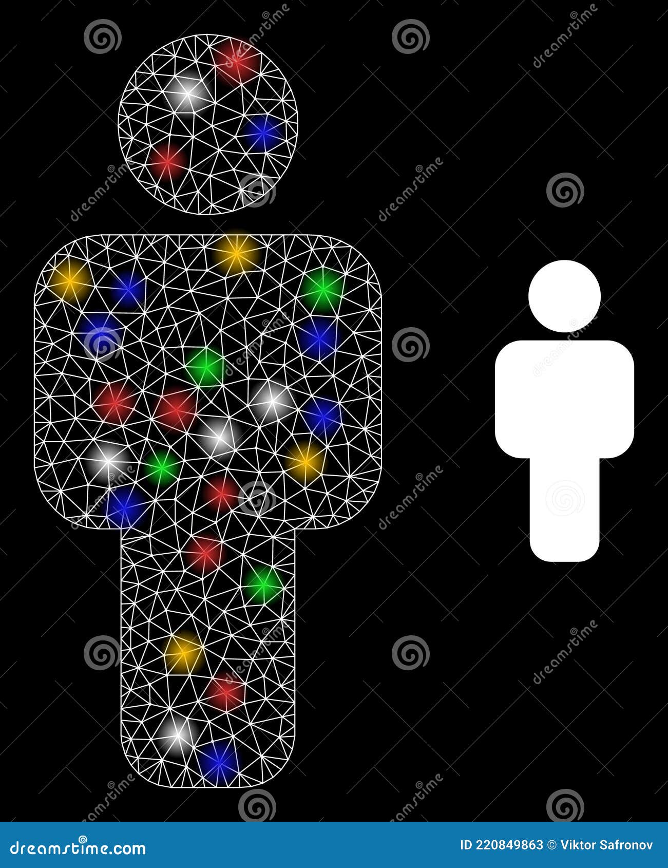 Network Person Glare Icon with Multi Colored Glare Spots Stock Vector ...