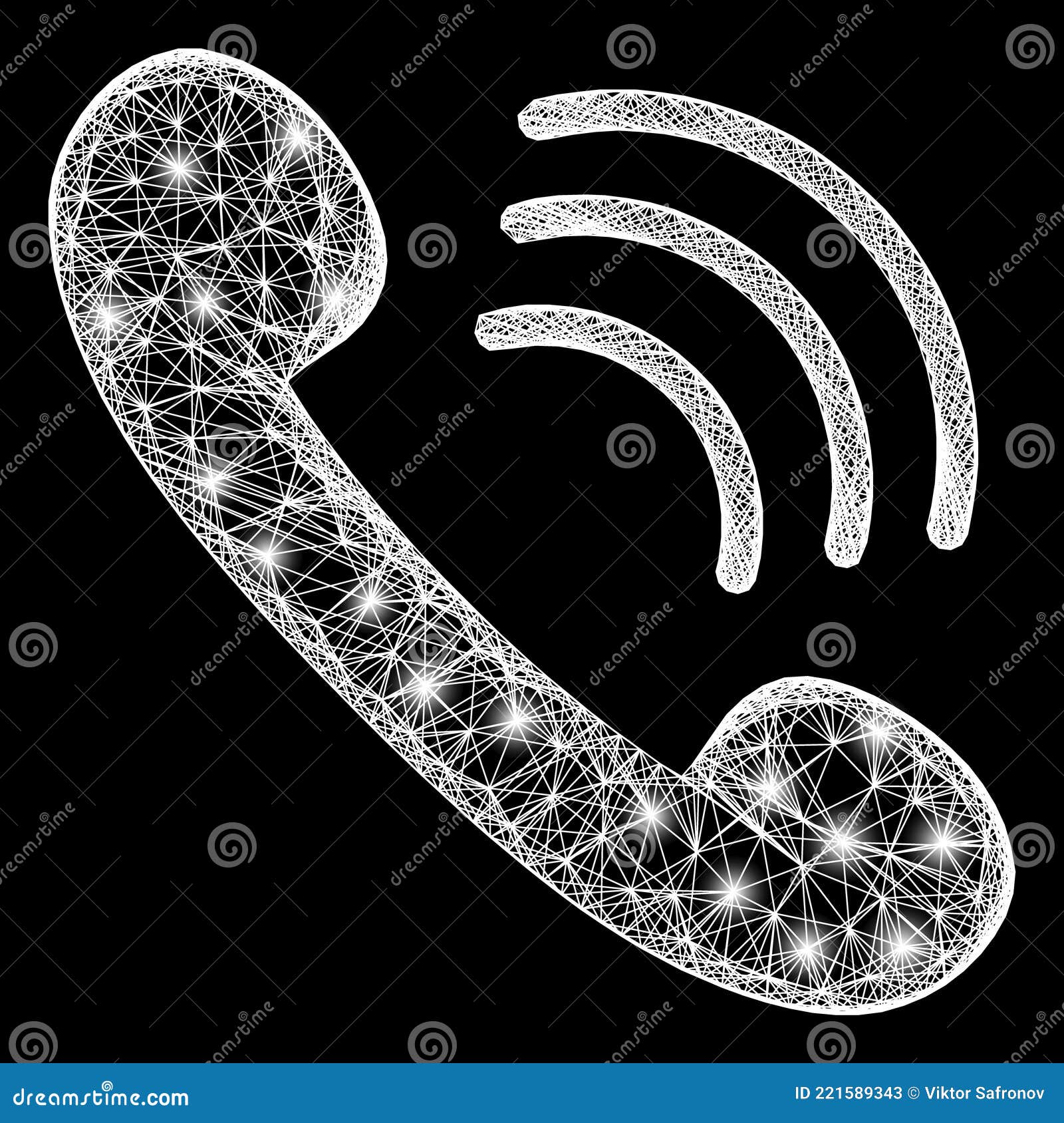 Network Phone Call Web Mesh with Bright Lightspots Stock Vector ...