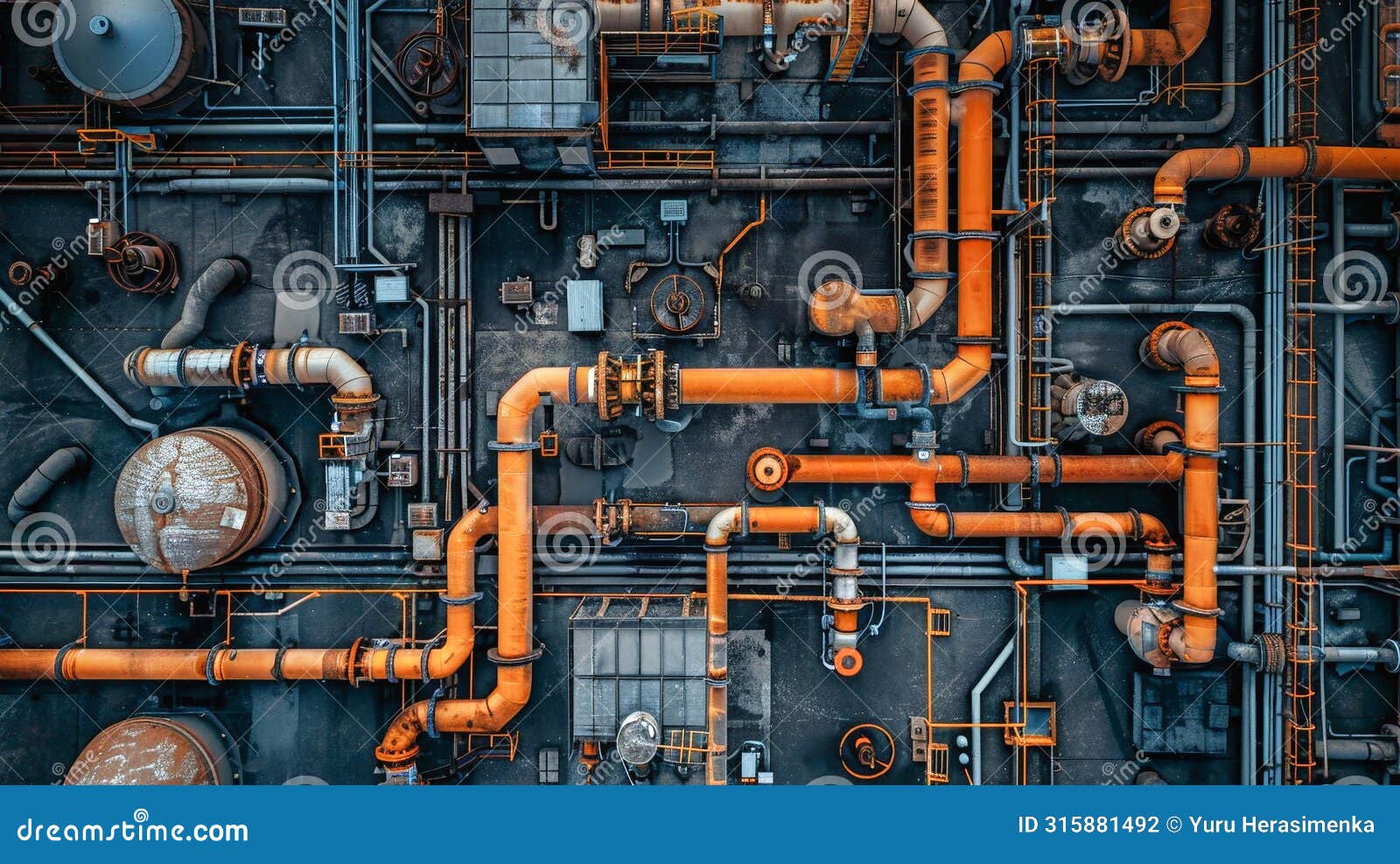 A Network of Pipes and Valves Weave through a Vast Industrial Building ...