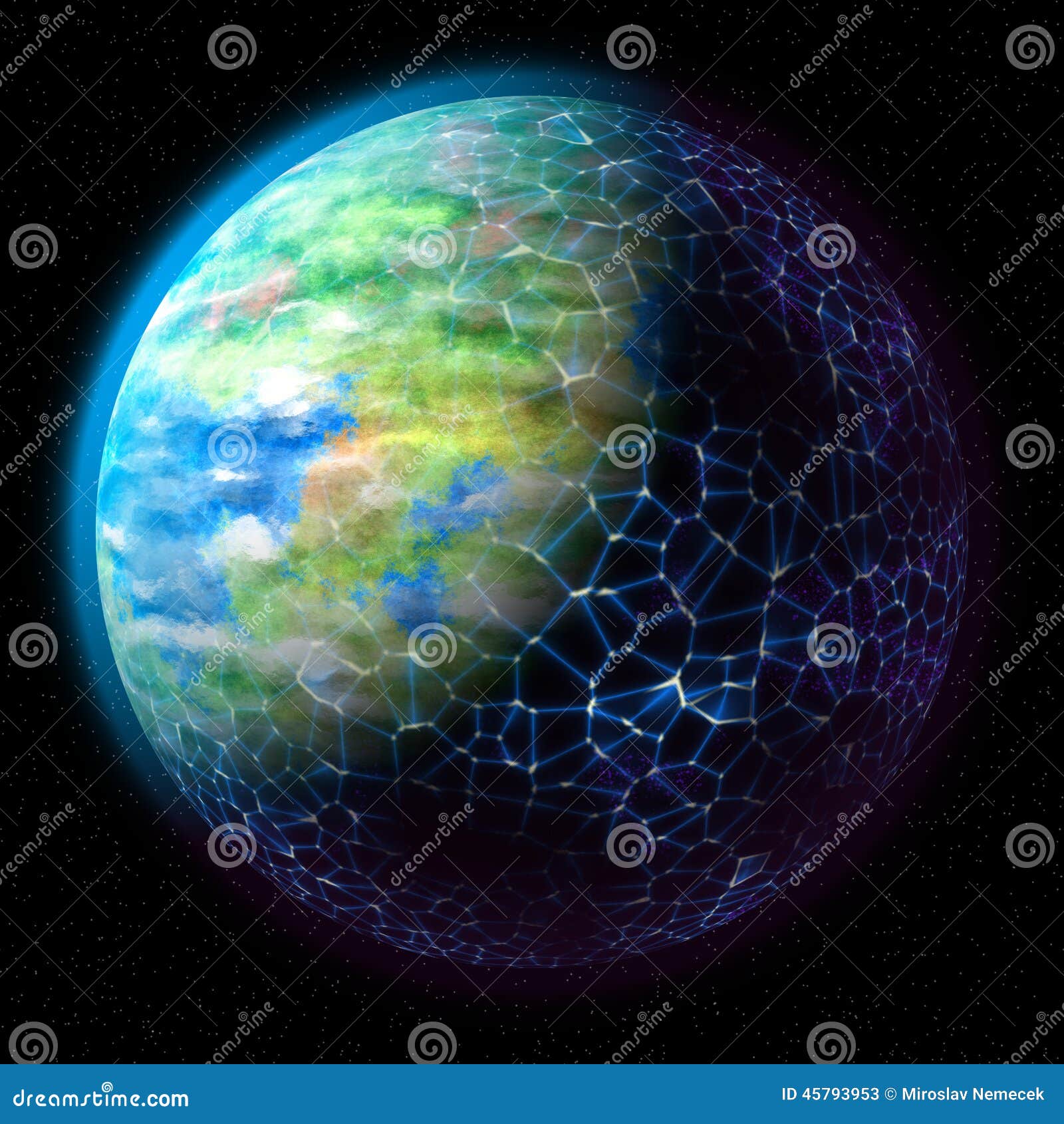 Network on Planet Generated Texture Background Stock Illustration ...