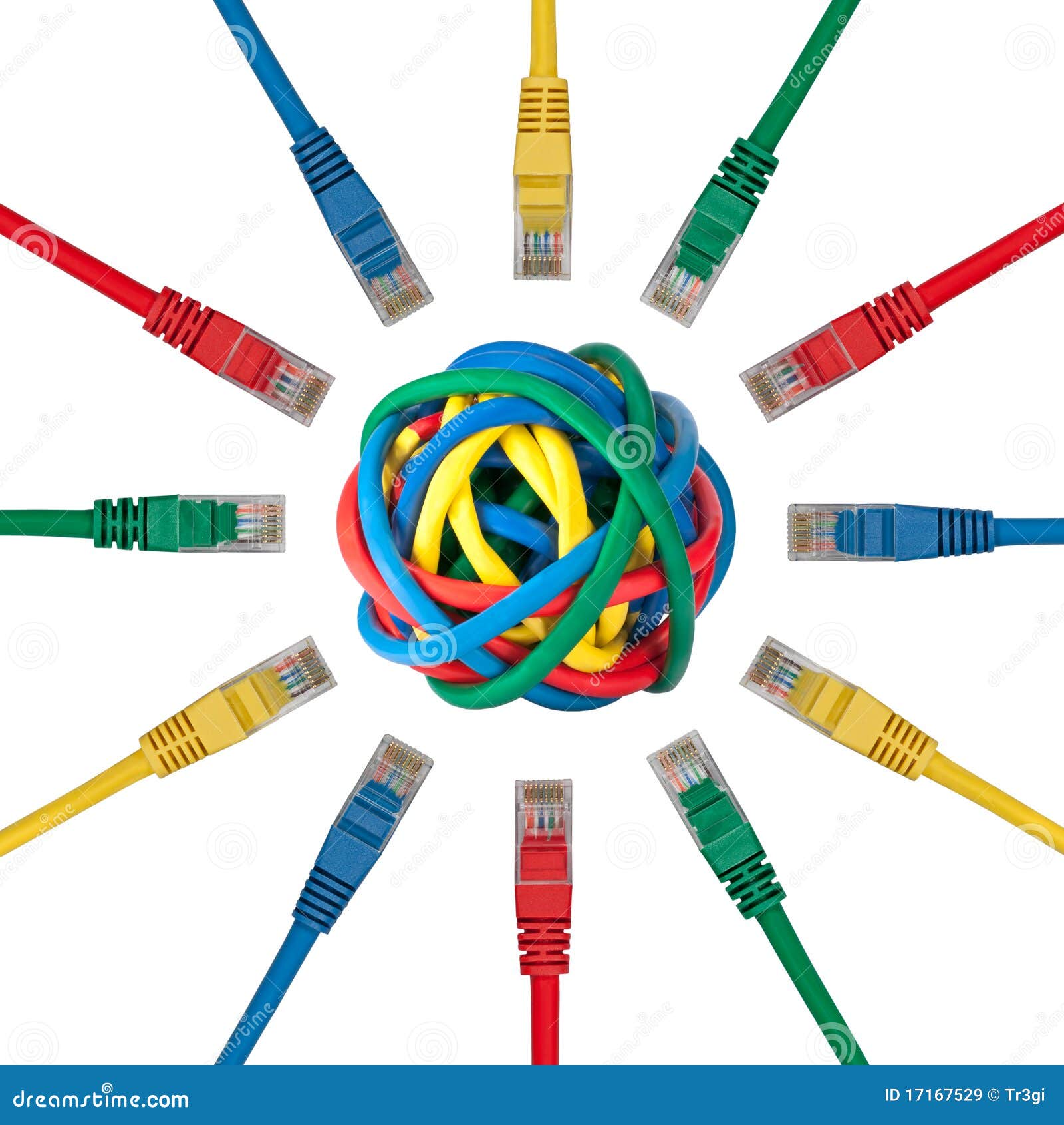Network Plugs Pointing To a Ball of Cables Stock Image - Image of ...