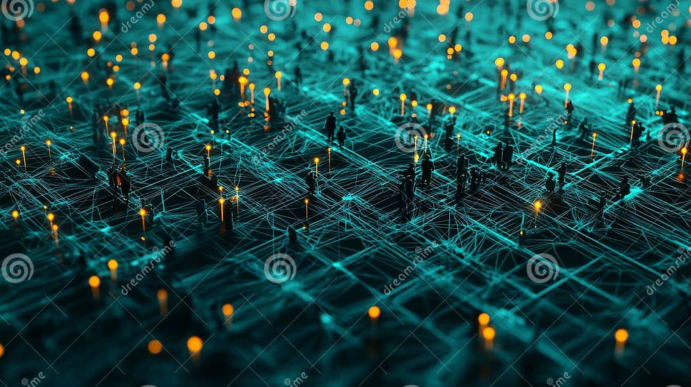 Network Points Represent a Group of People Stock Image - Image of ...