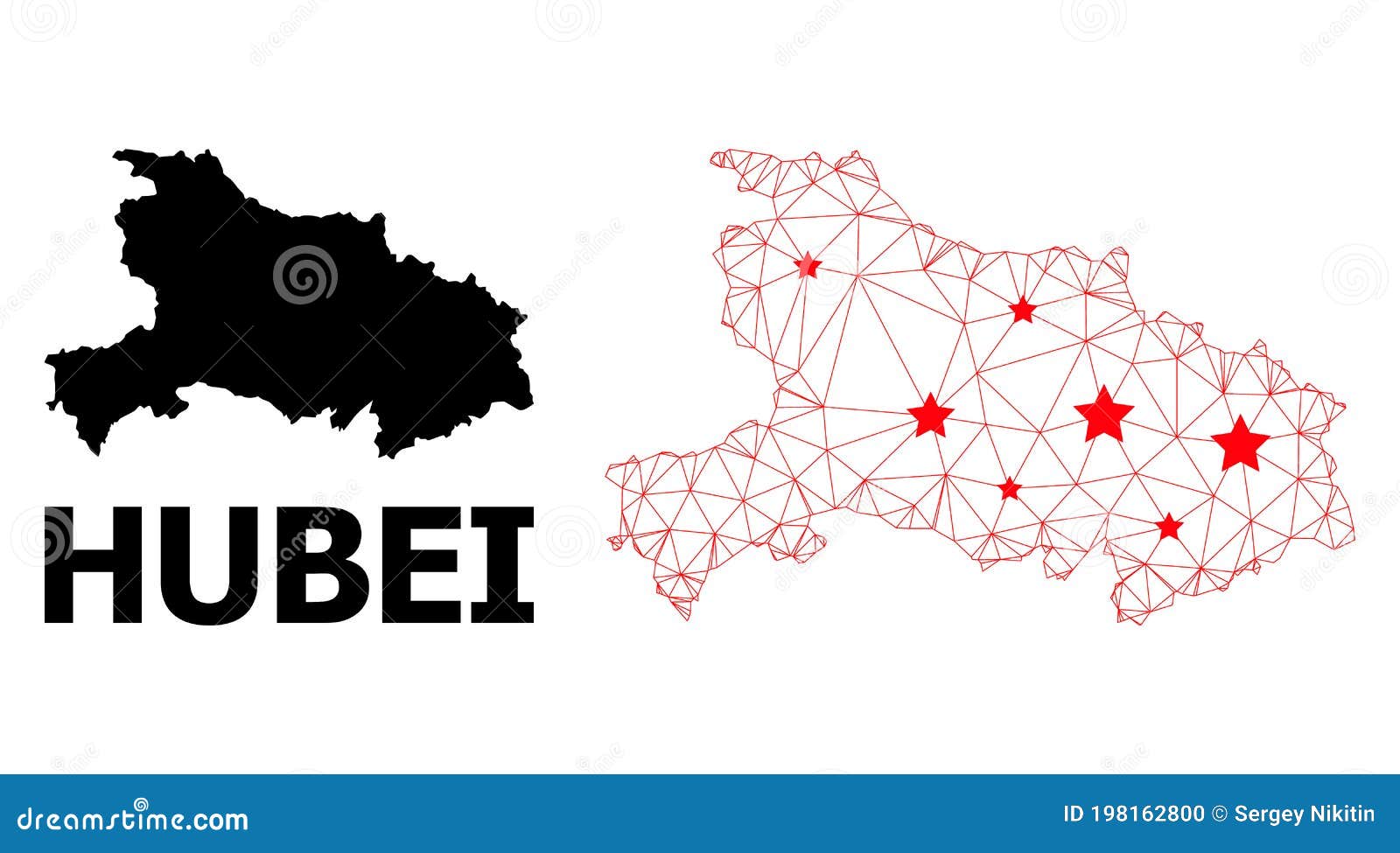 Linear Map Of Hubei Province With Spectrum Gradient Vector Illustration ...