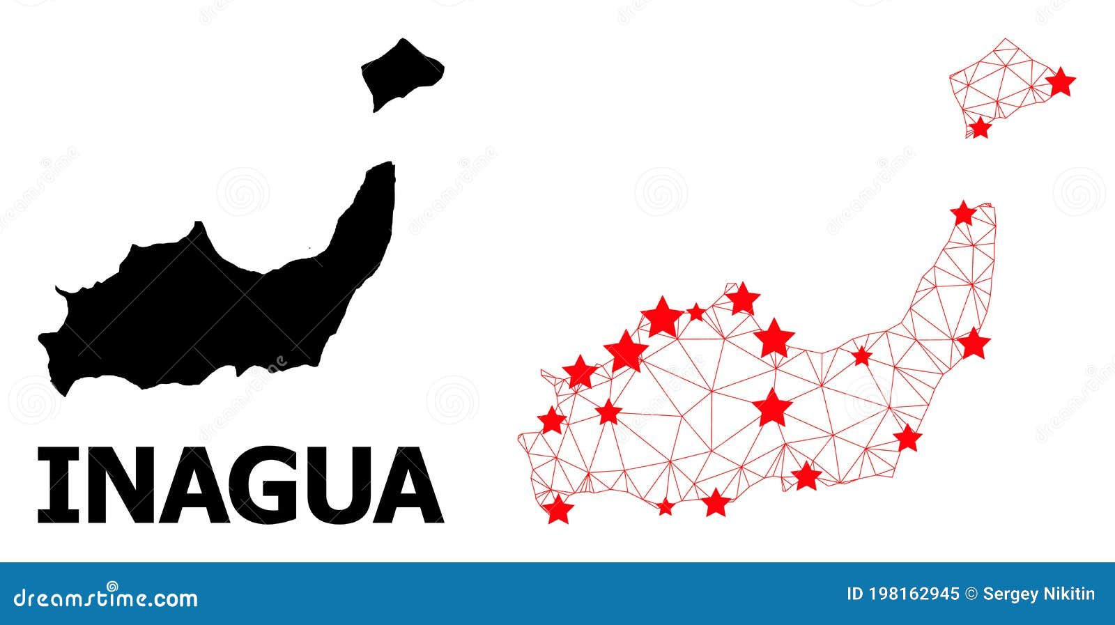 Network Polygonal Map of Inagua Islands with Red Stars Stock Vector ...