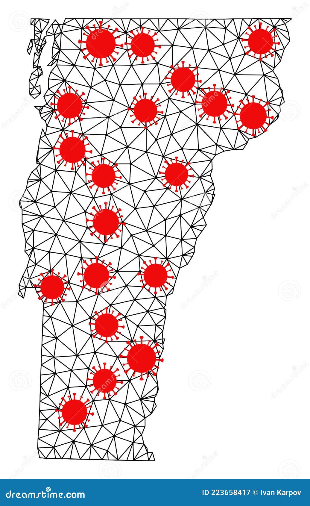 Network Polygonal Map of Vermont State with Red Covid Centers Stock ...