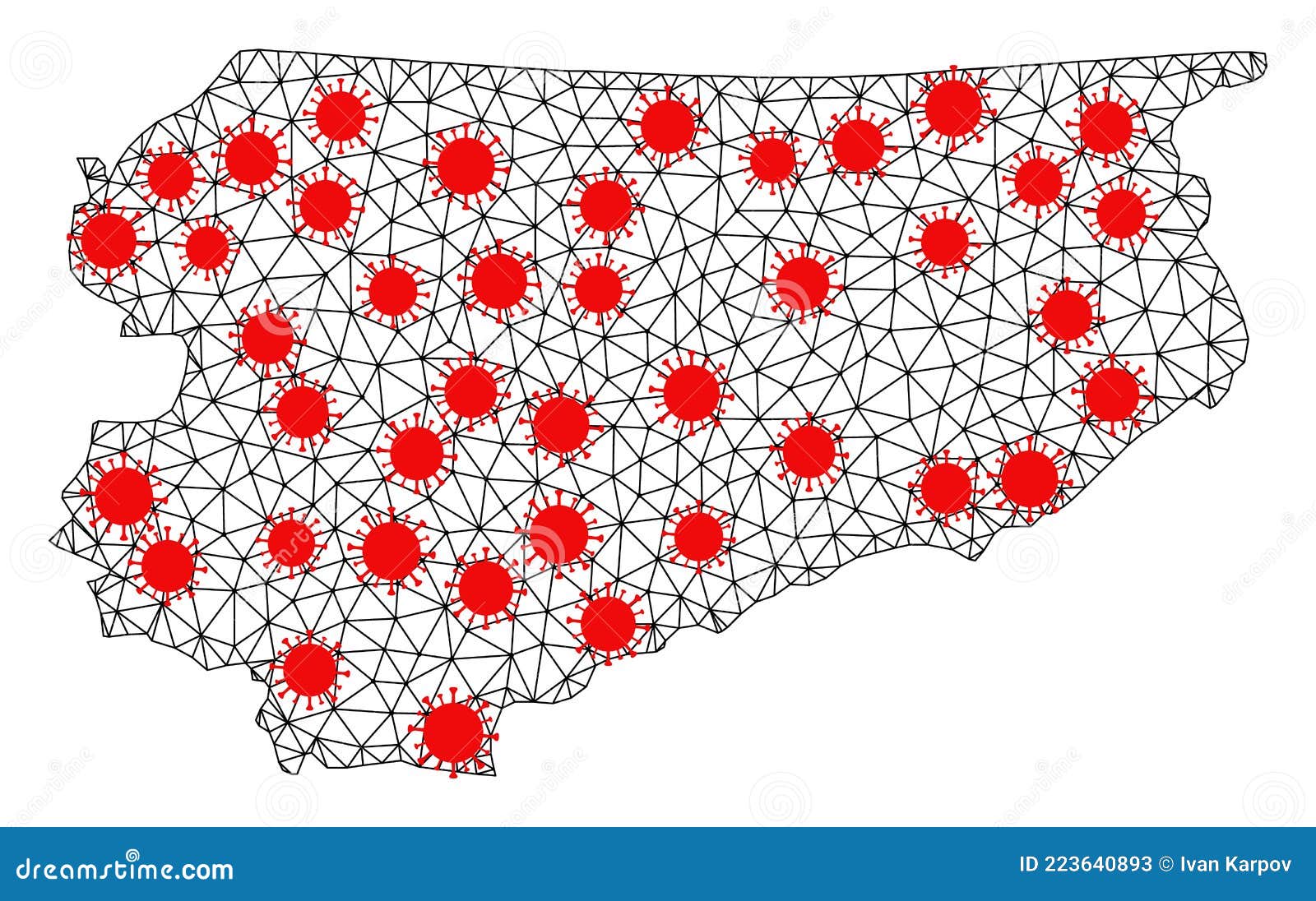 Network Polygonal Map of Warmia-Masuria Province with Red Virus Items ...