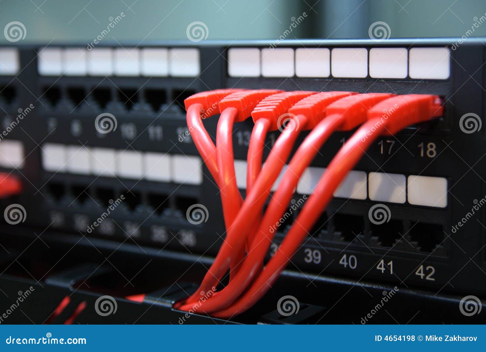 Network ports and wires. stock photo. Image of black, telecommunication ...