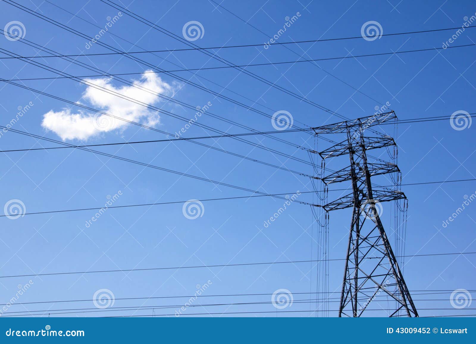 Network of Powerlines Against Bright Blue Sky Stock Photo - Image of ...