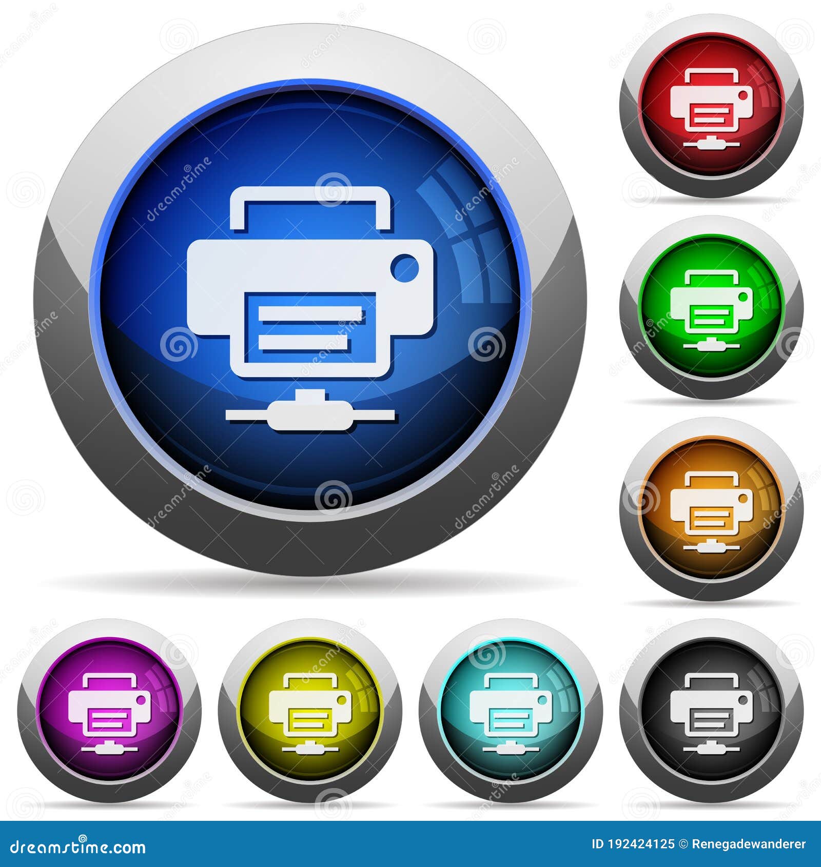 Network Printer Round Glossy Buttons Stock Vector - Illustration of ...