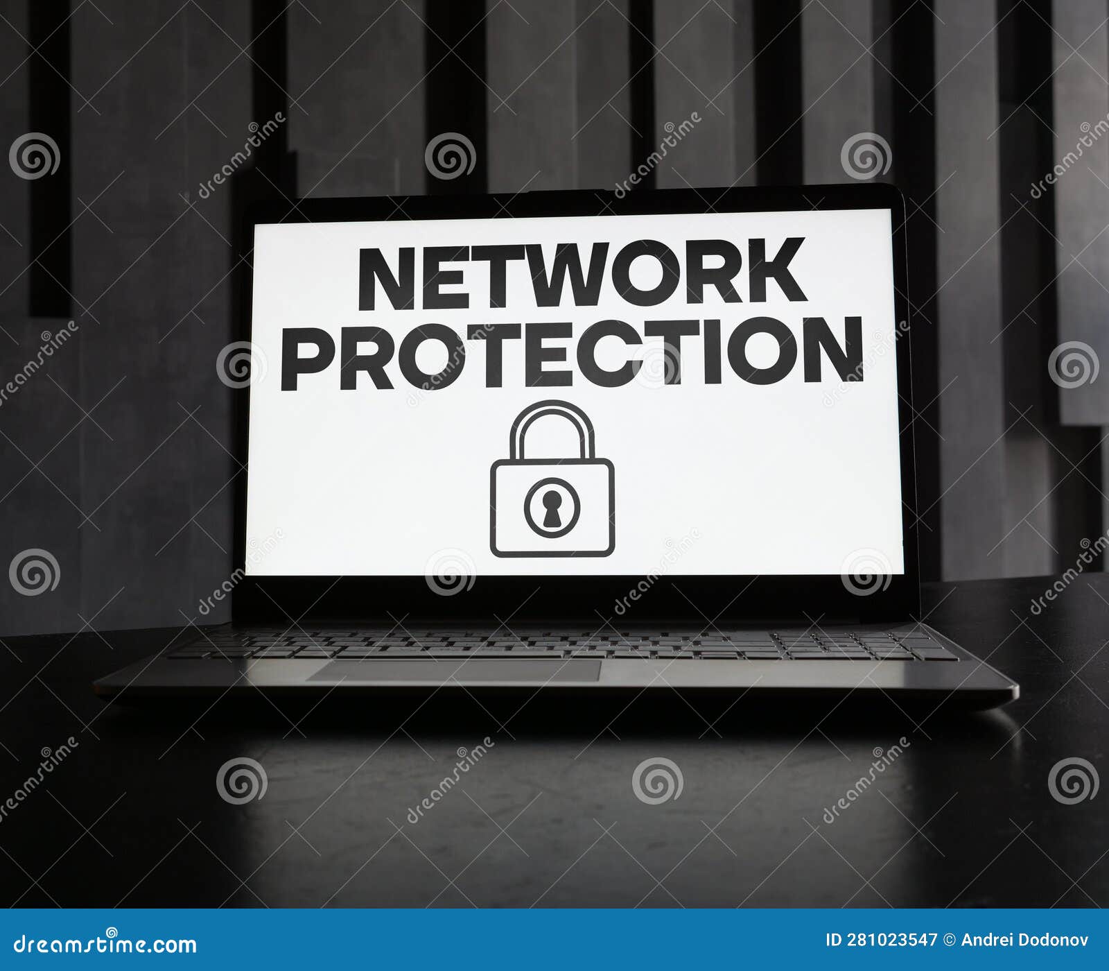 Network Protection is Shown Using the Text and Picture of the Lock ...