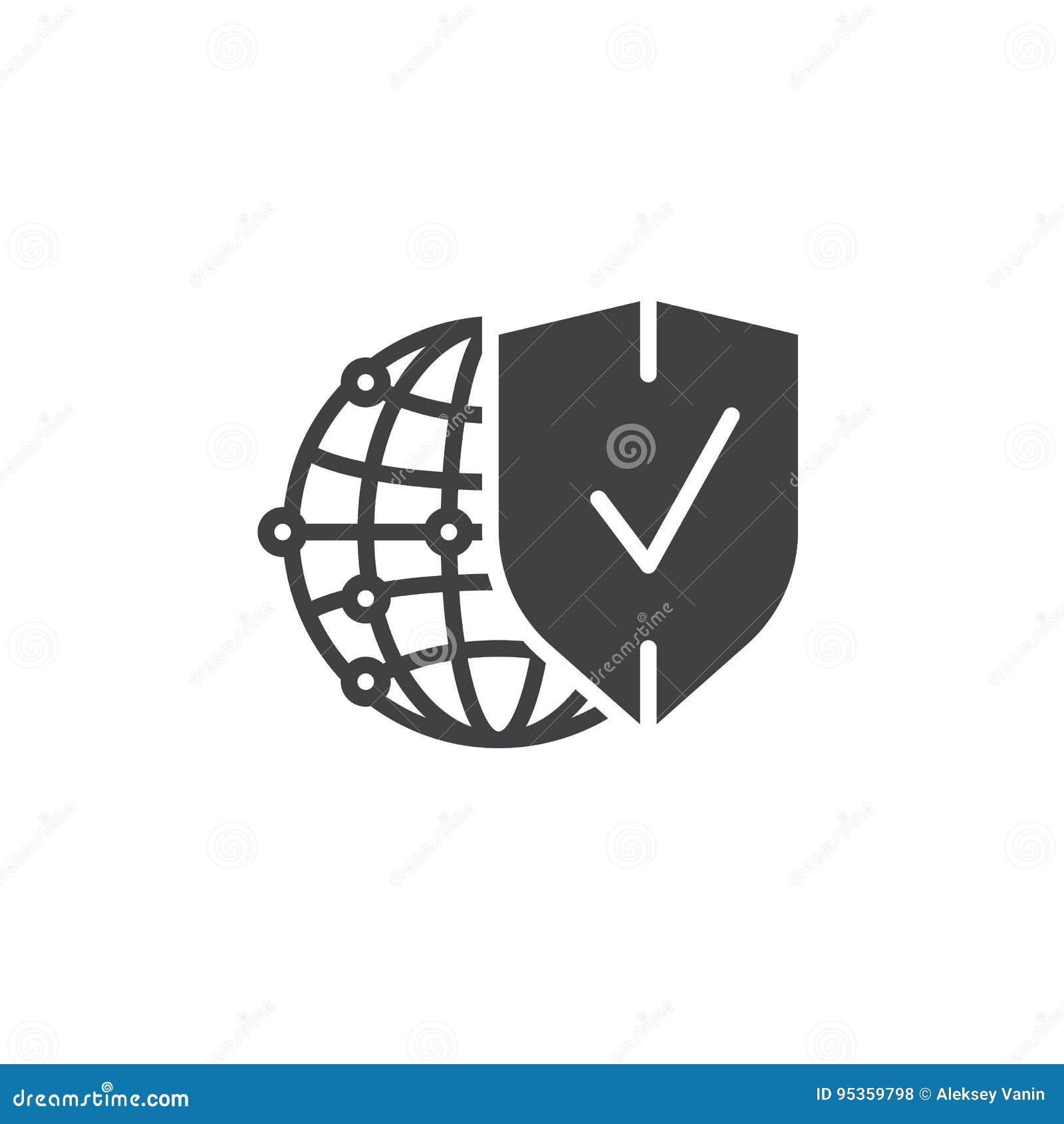 Network Protection Symbol. Globe and Shield Icon Vector, Filled Stock ...