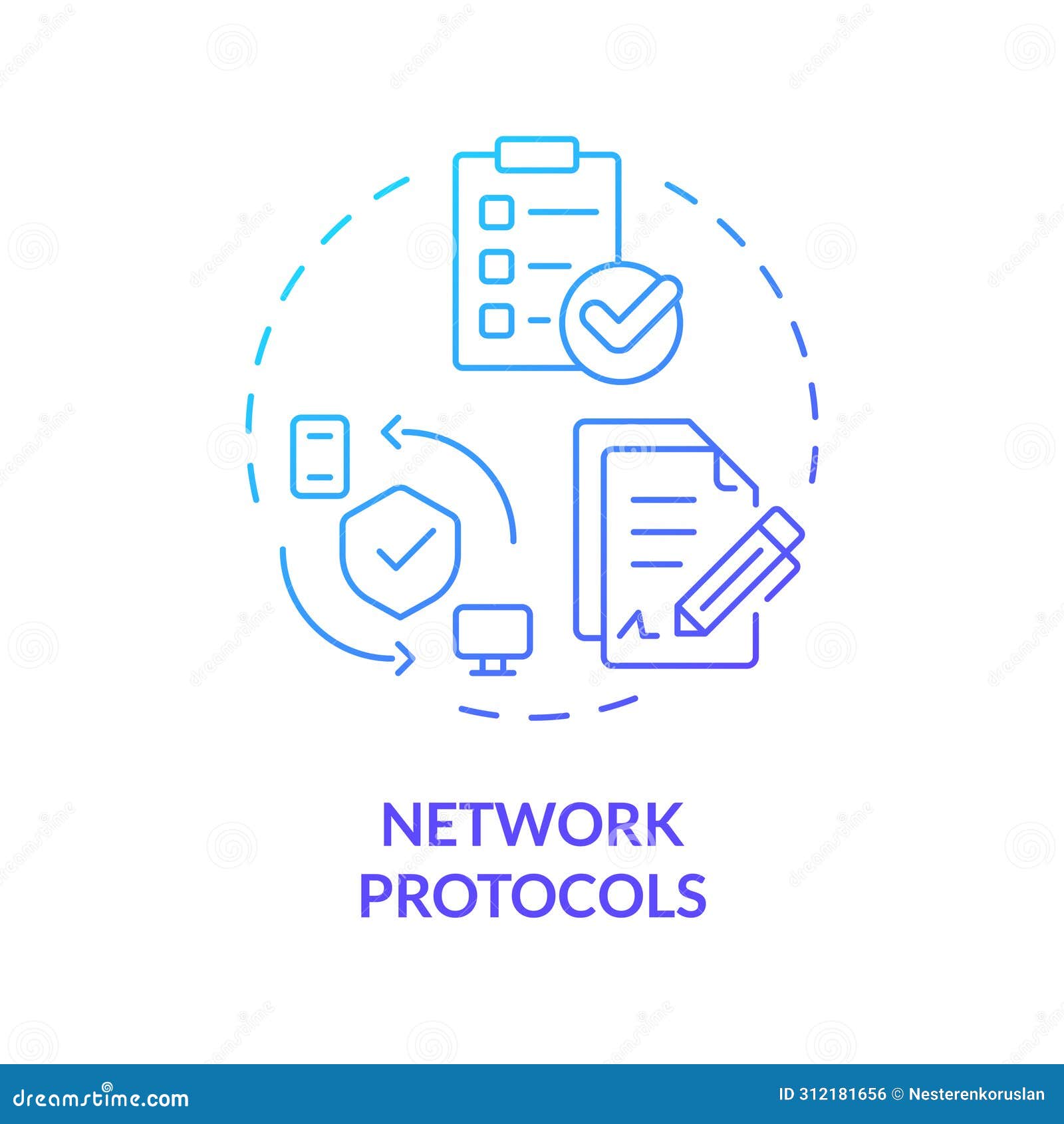 Network Protocols Blue Gradient Concept Icon Stock Vector ...