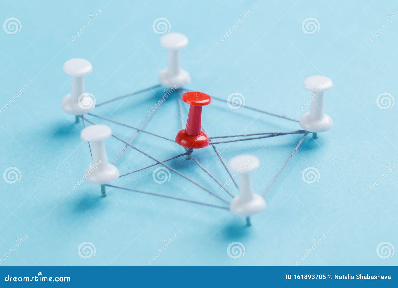 Network with Red and White Pins and String, an Arrangement of Colorful ...