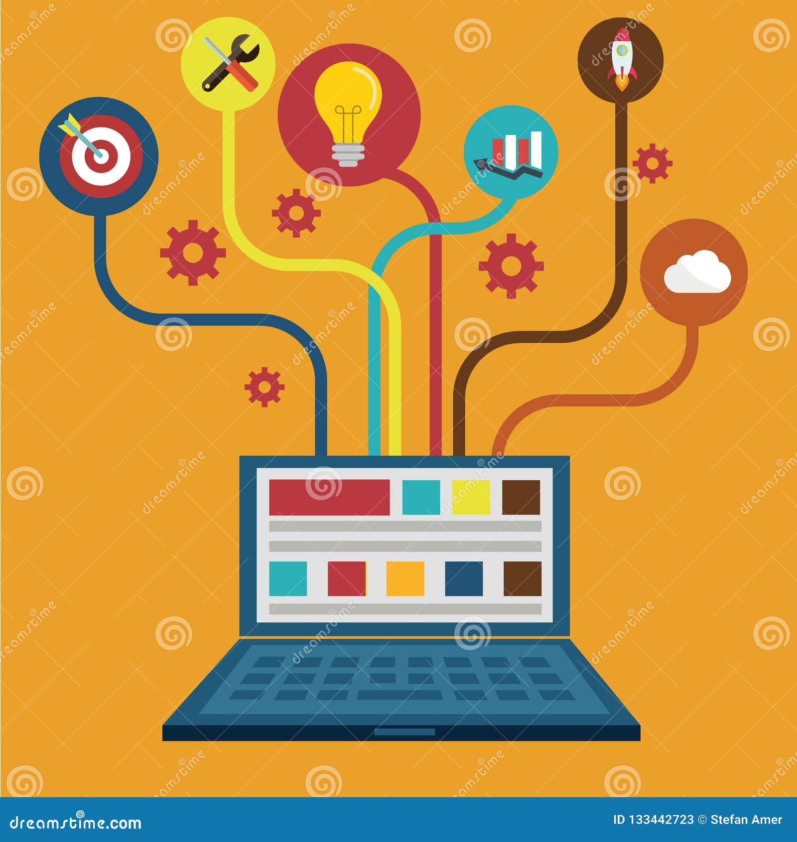 Network and Responsive Adaptive Web Design with Vector Icons Stock ... Network and Responsive Adaptive Web Design with Vector Icons Stock ...