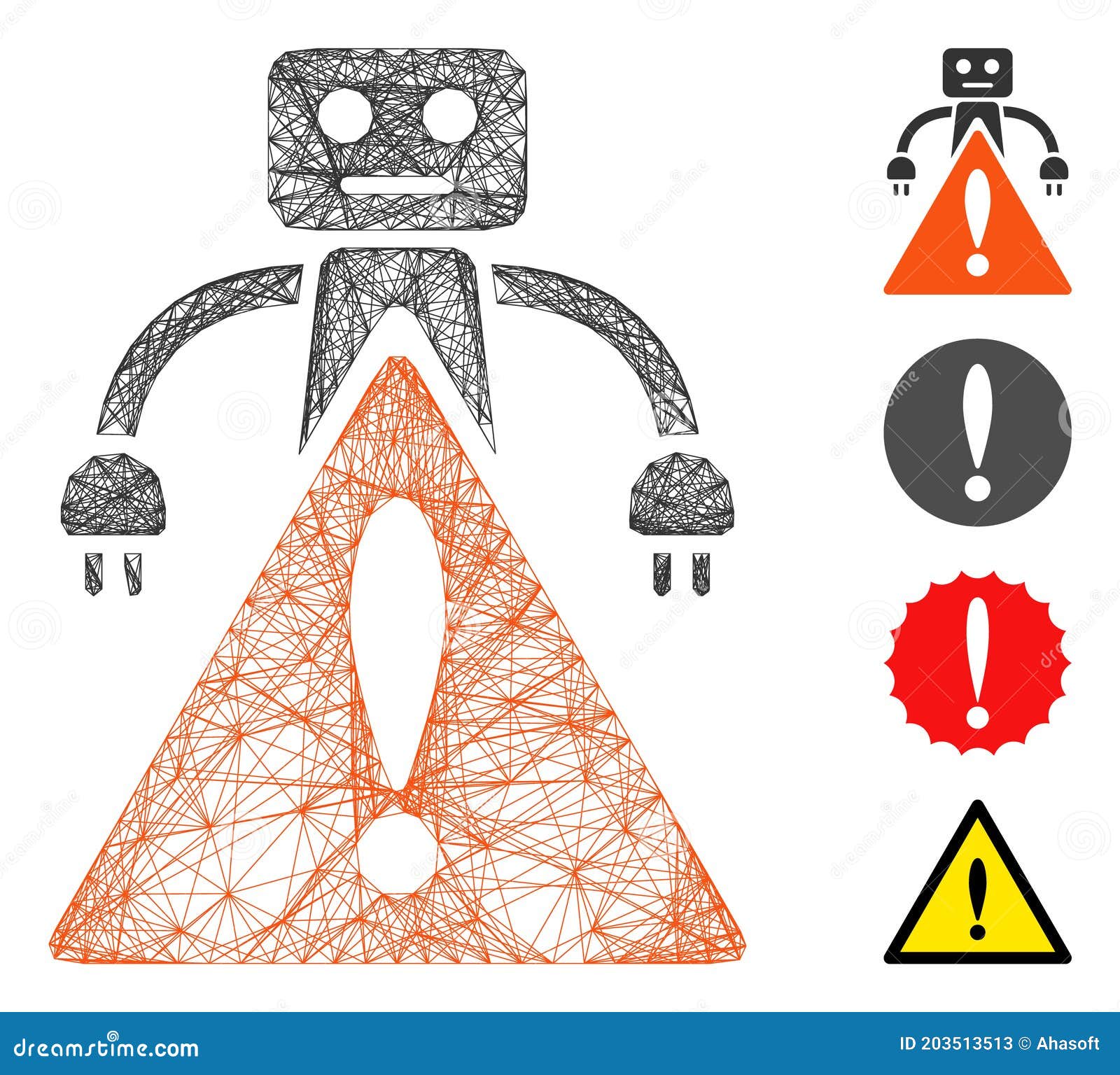 Network Robot Warning Vector Mesh Stock Image - Image of attention ...