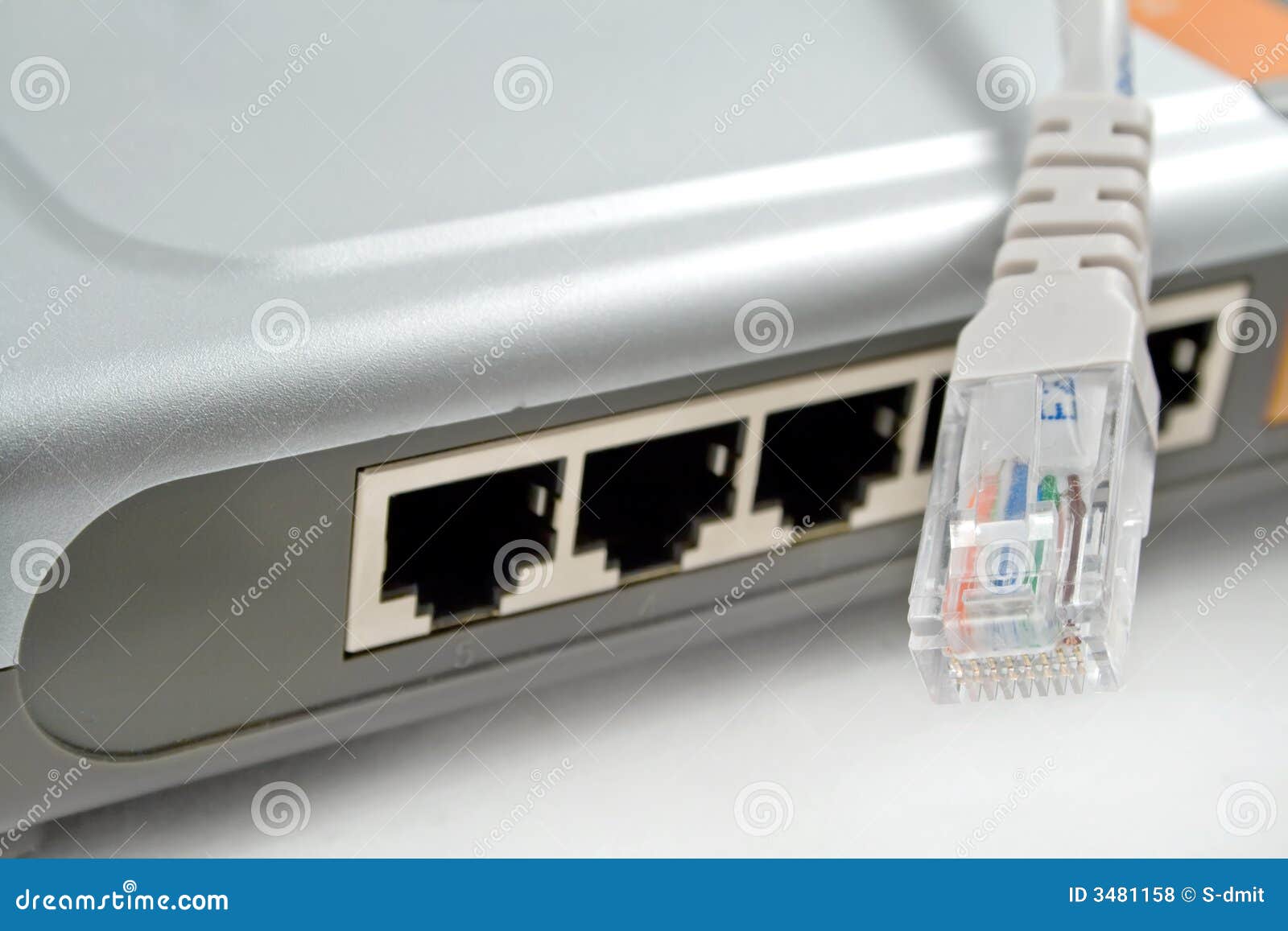 Network router with cable stock photo. Image of information - 3481158