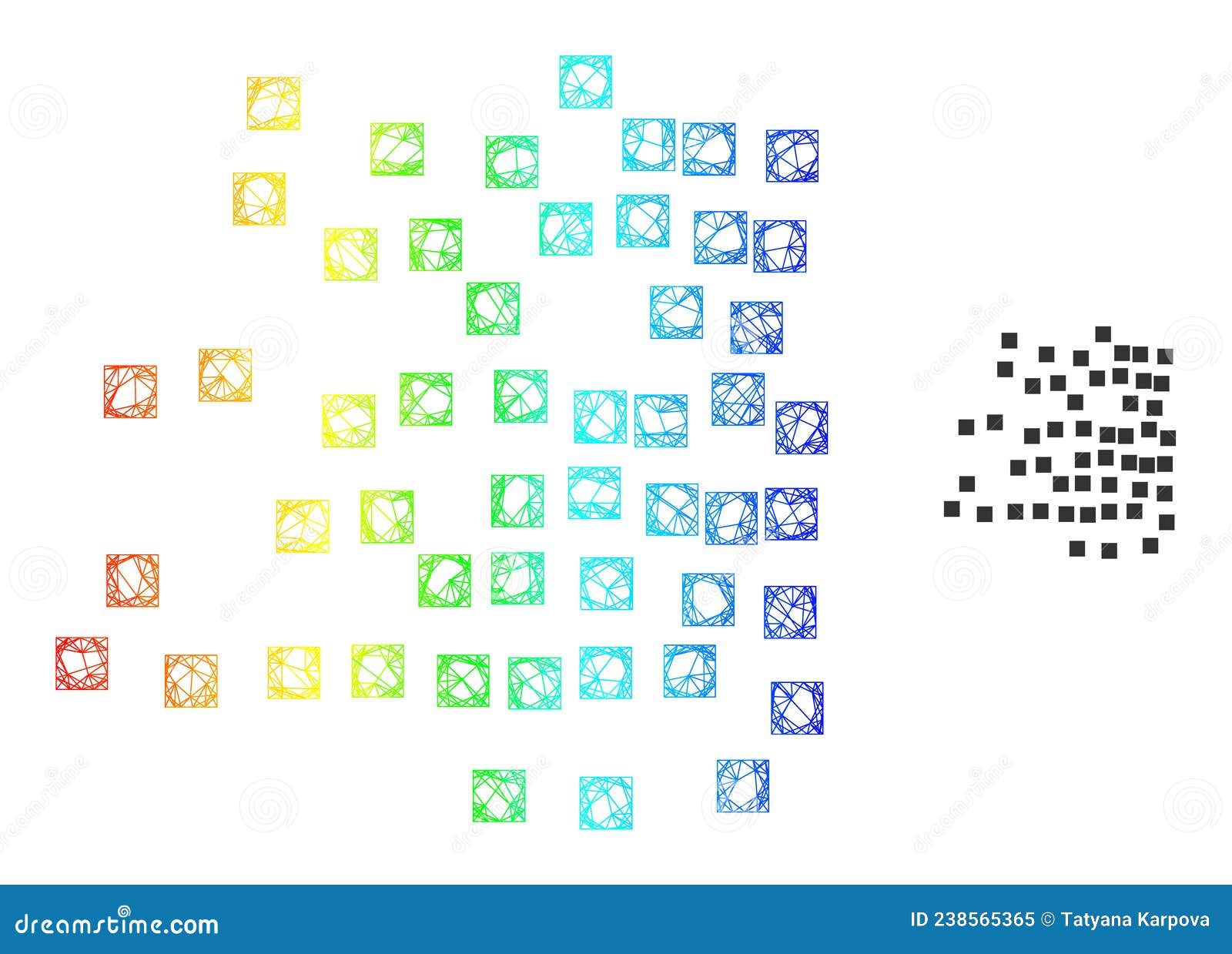 Network Scattered Square Particles Web Mesh Icon With Spectral Gradient ...