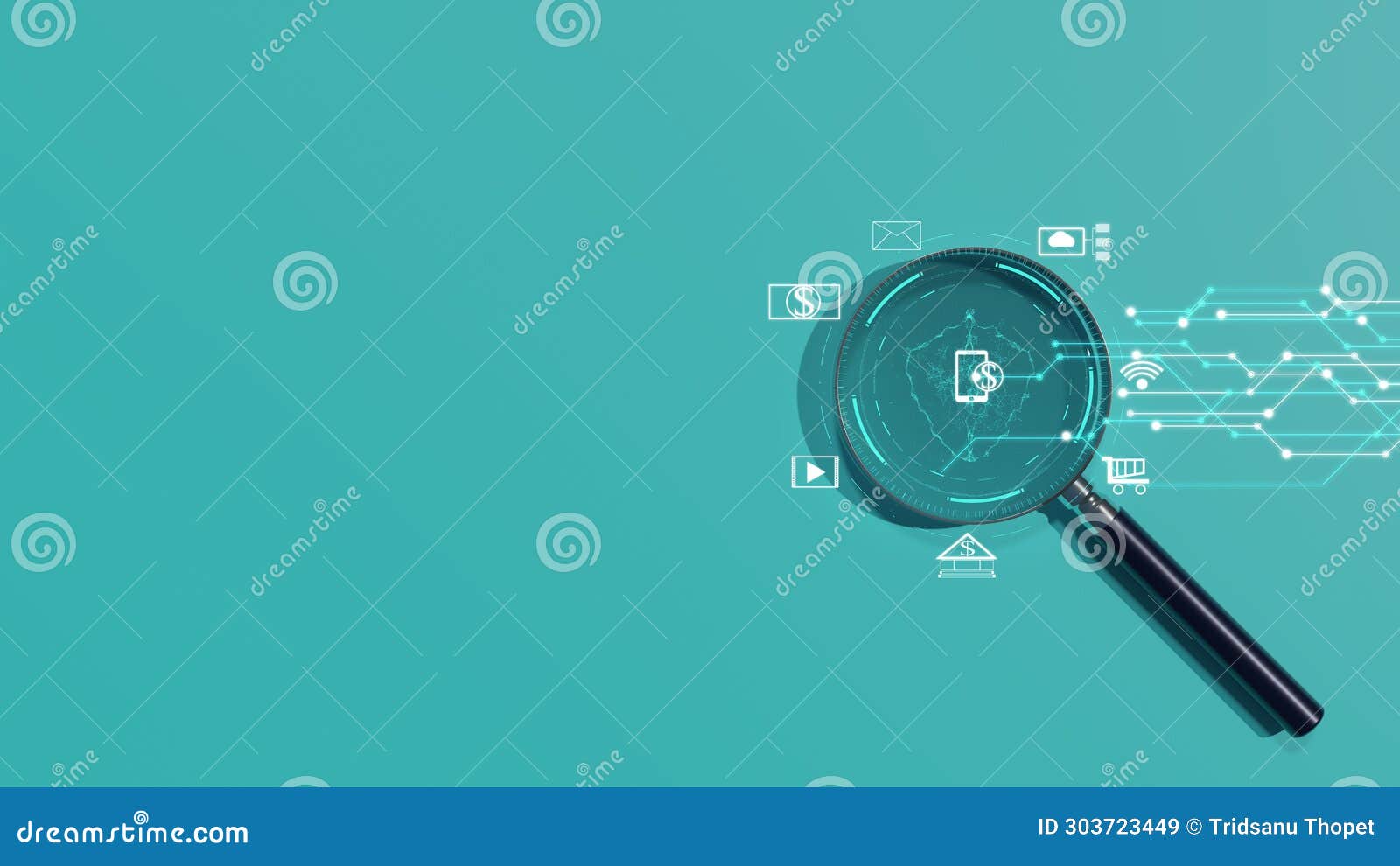Network Search Engine on Blue Background Stock Illustration - Illustration of marketing, design ...