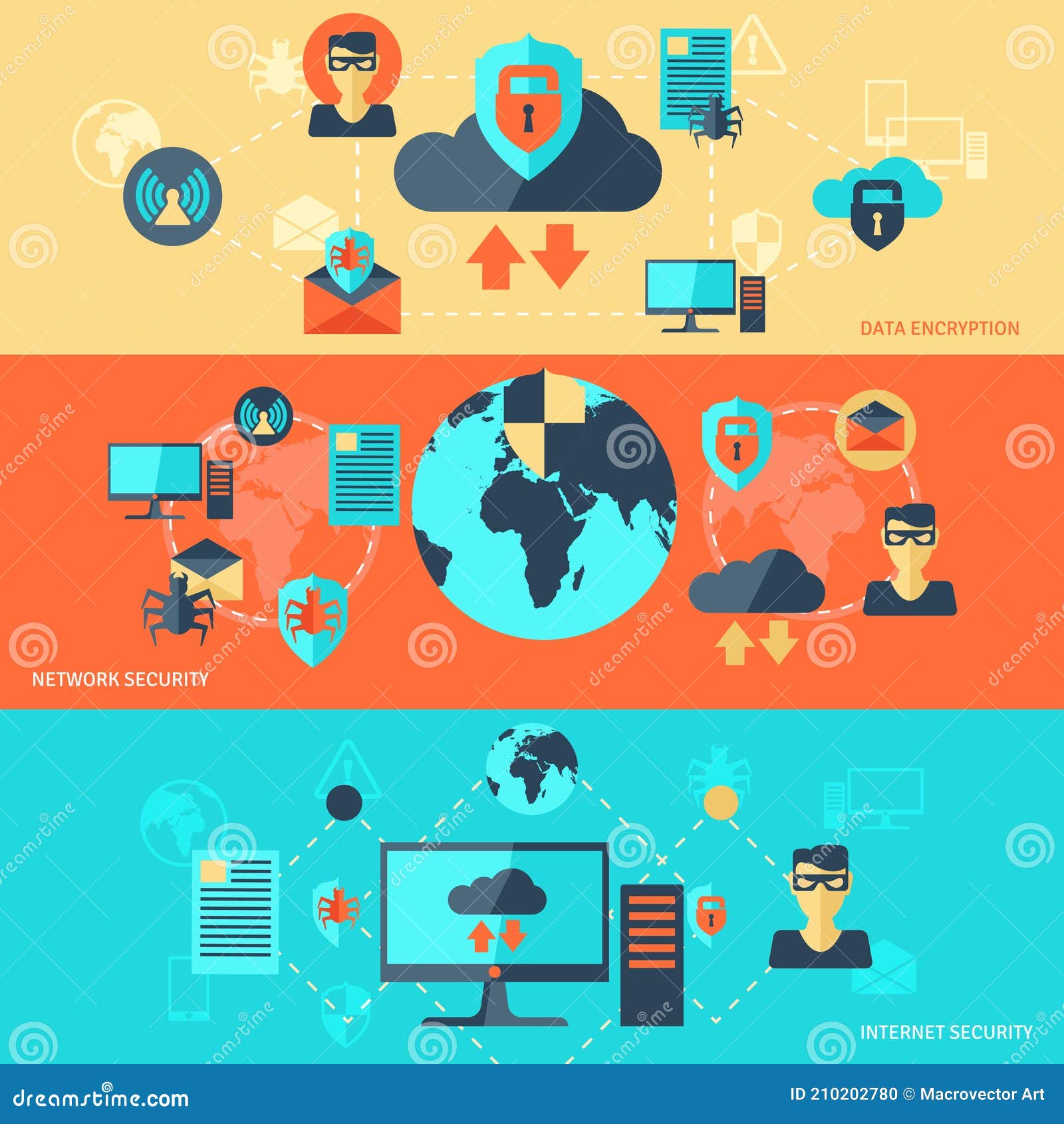 Network Security Banner stock vector. Illustration of isolated - 210202780