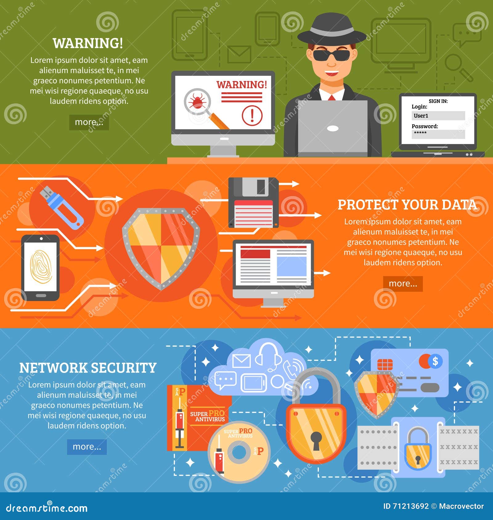 Network Security Banners stock vector. Illustration of collection ...