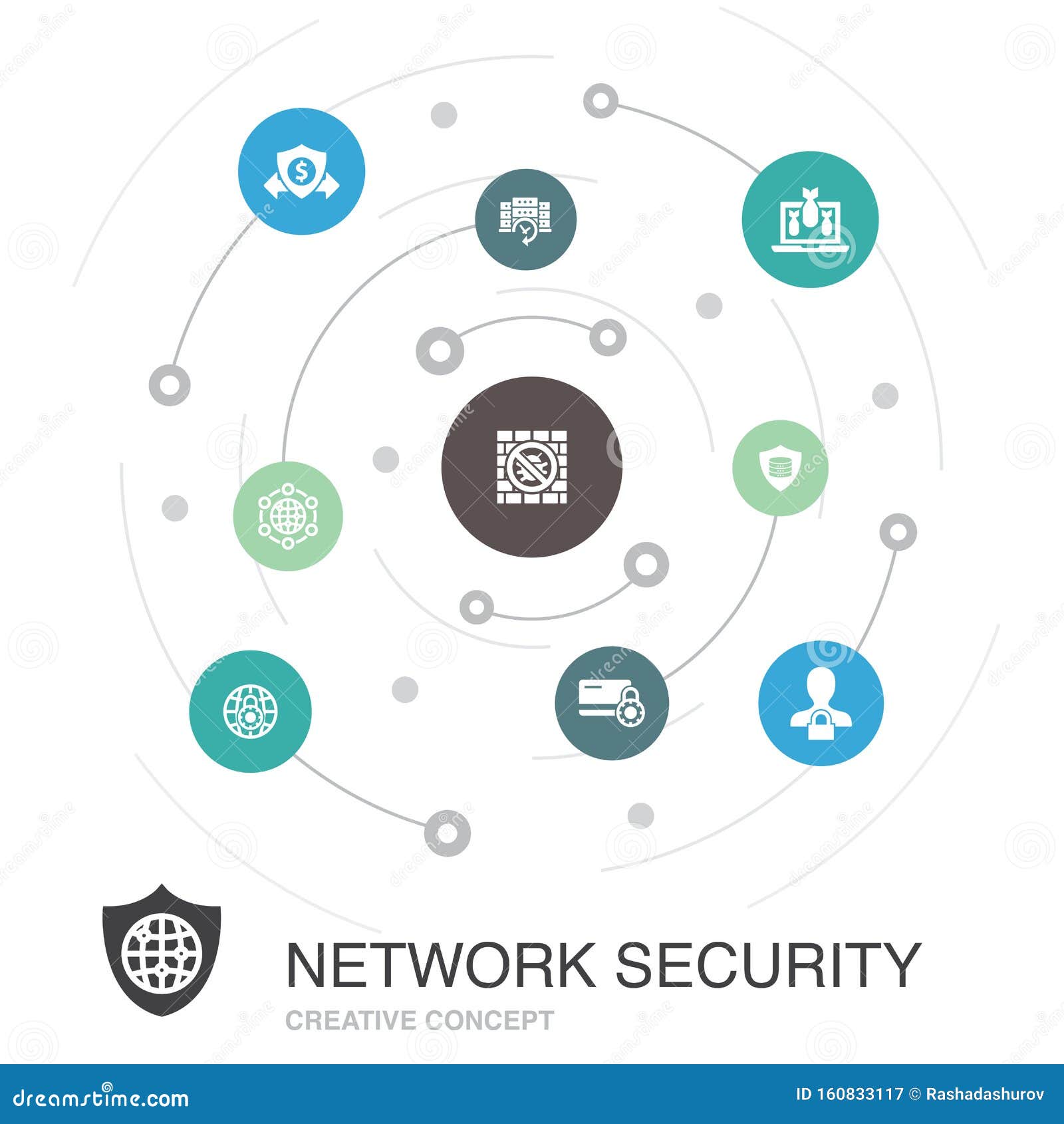 Network Security Colored Circle Concept Stock Vector - Illustration of ...