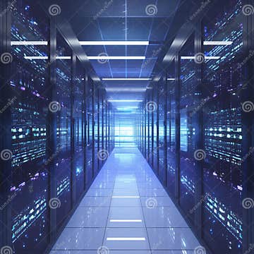 Network Security Computer Racks in a High Tech Data Center Stock ...