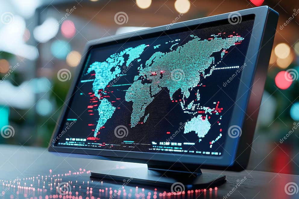 Network Security Interface Displaying Encrypted Transmissions and ...