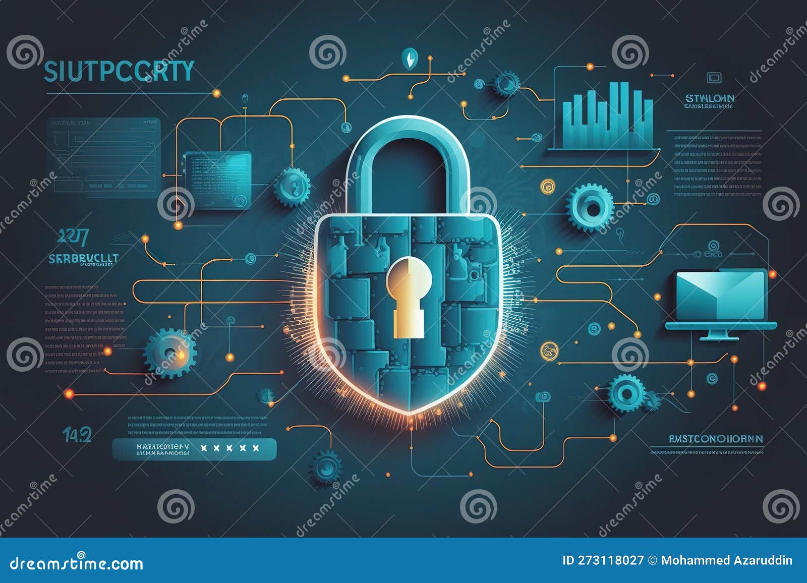 Network Security Protection Lock. Information Technology Cyber Security ...
