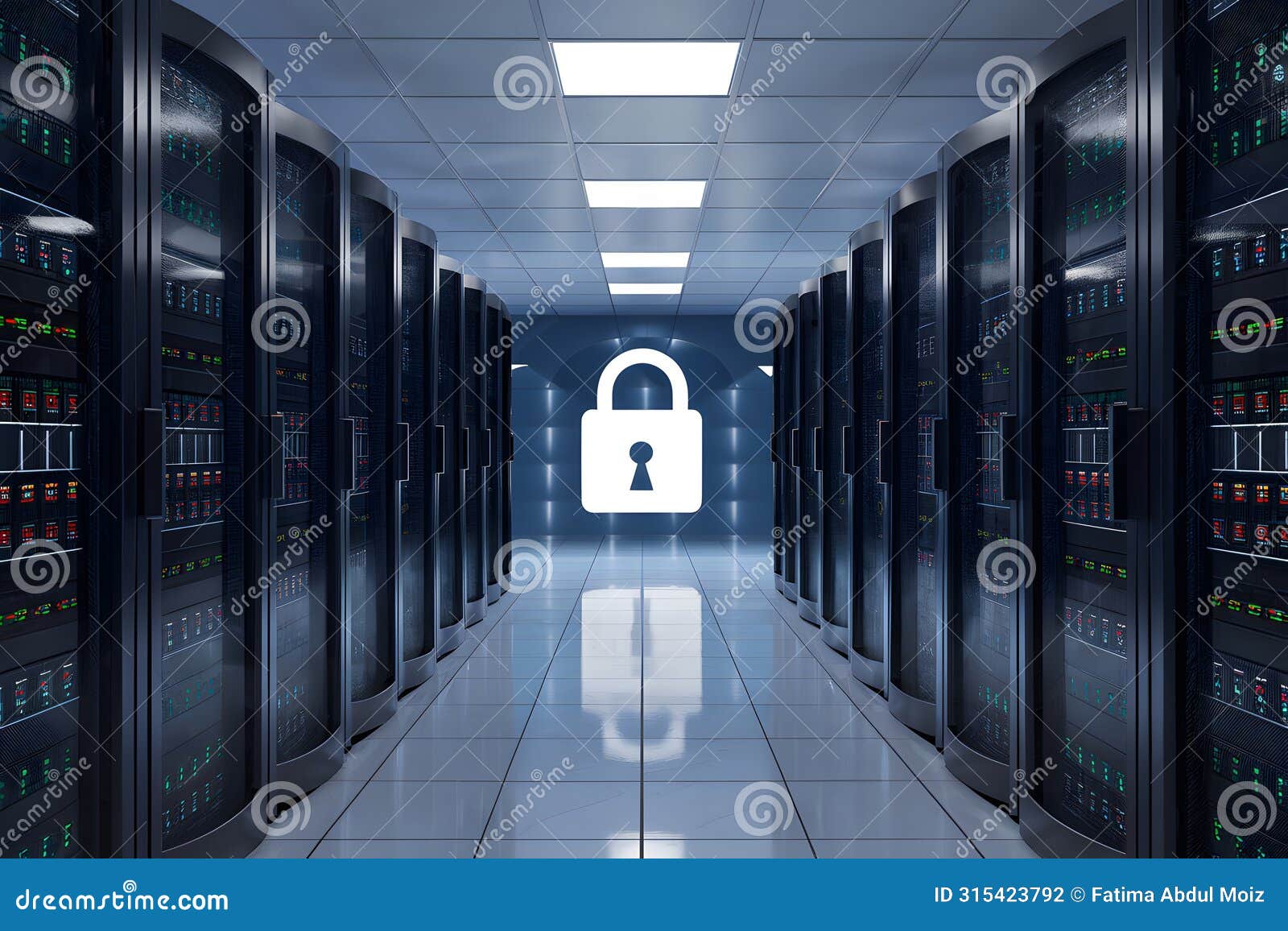 Network Security Server Room Filled with Computer Racks Depicted Stock ...