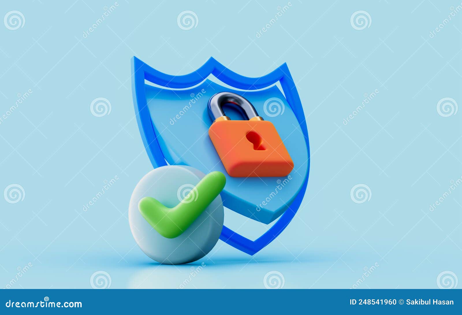 Network Security Shield Checkmark Protection Cyber Lock Password Stock ...