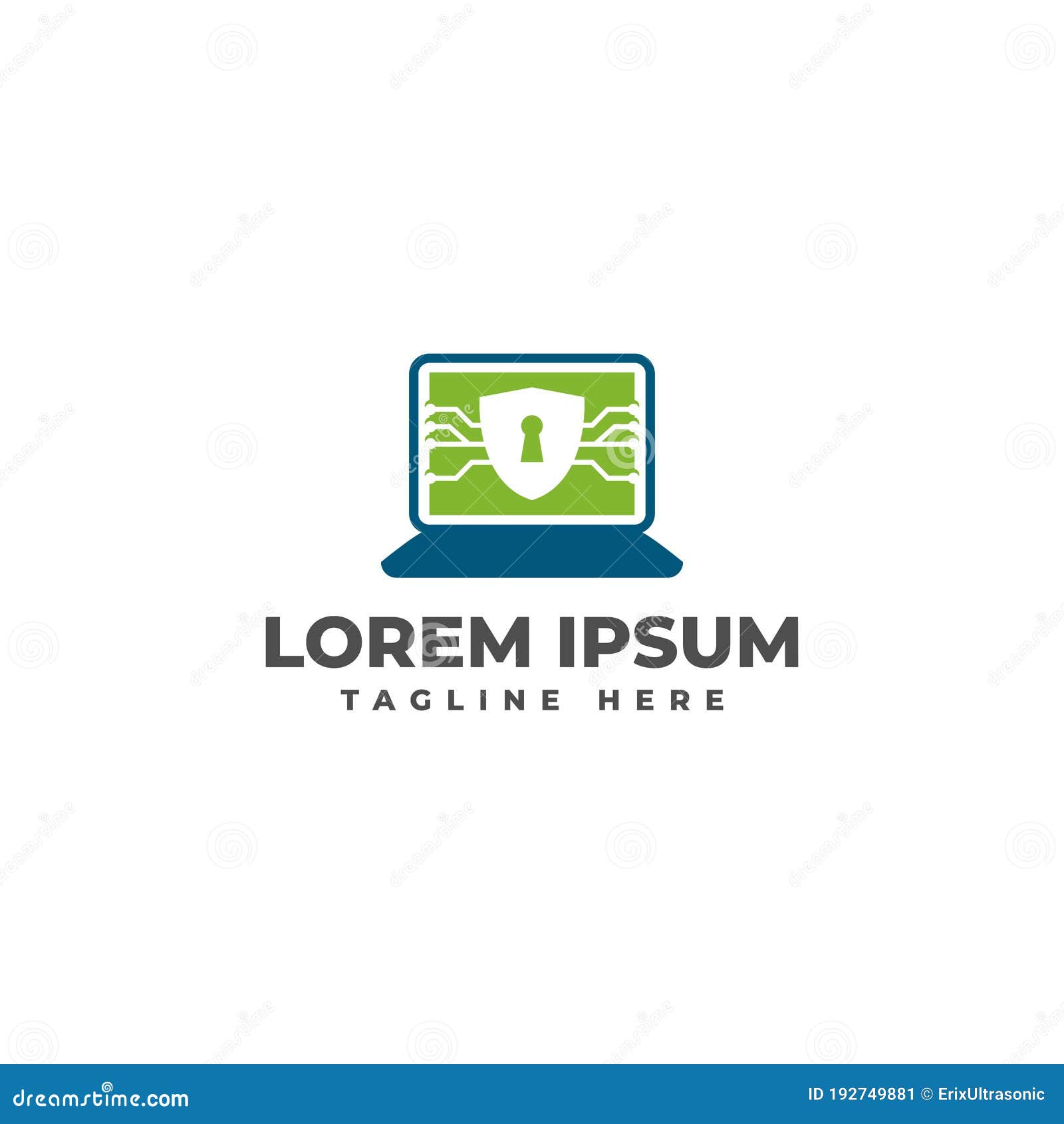 Network Security Shield Lock with Laptop Logo Vector Icon Stock Vector ...